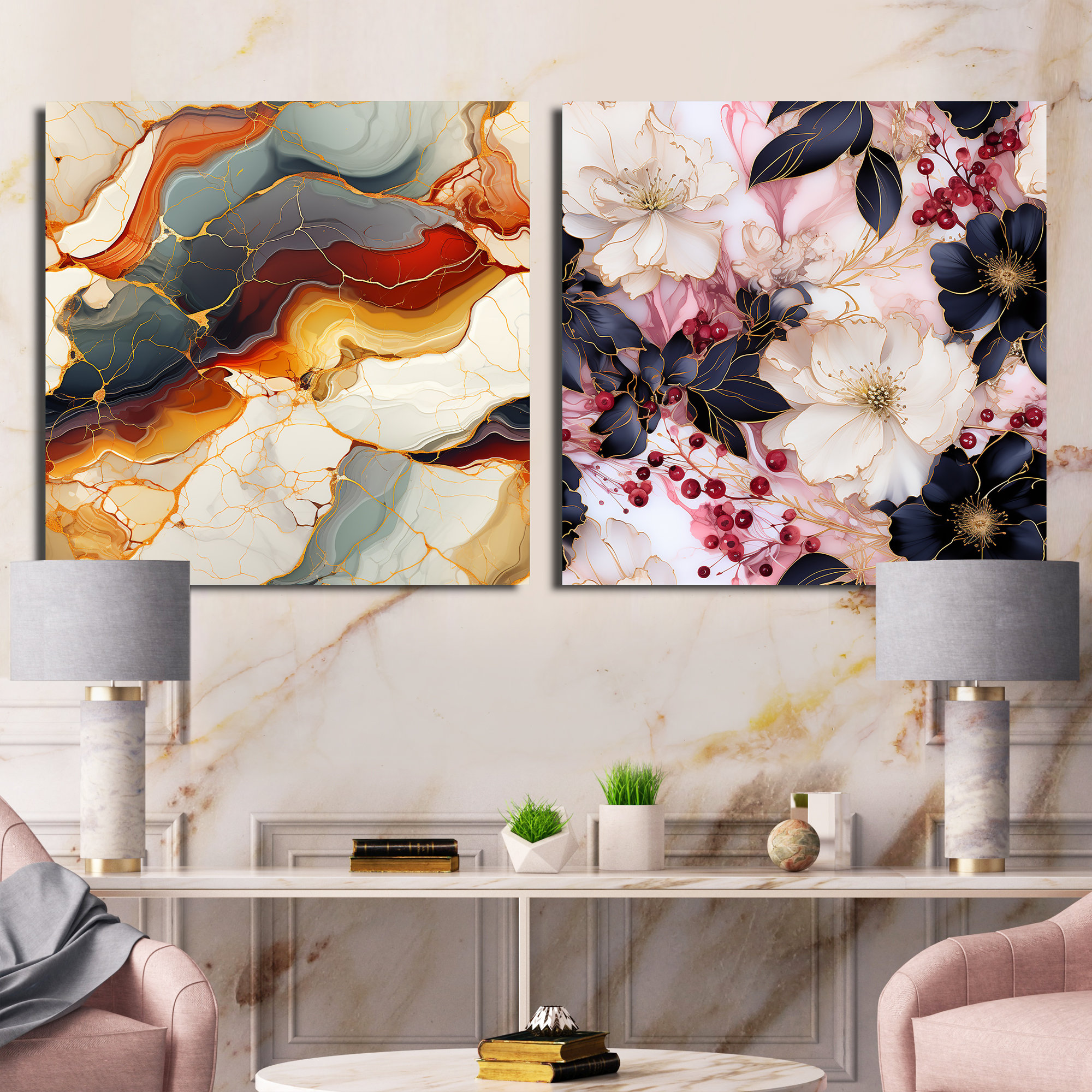 Design Art Beauty Marble Pattern - Abstract Collages Square Collage Set ...