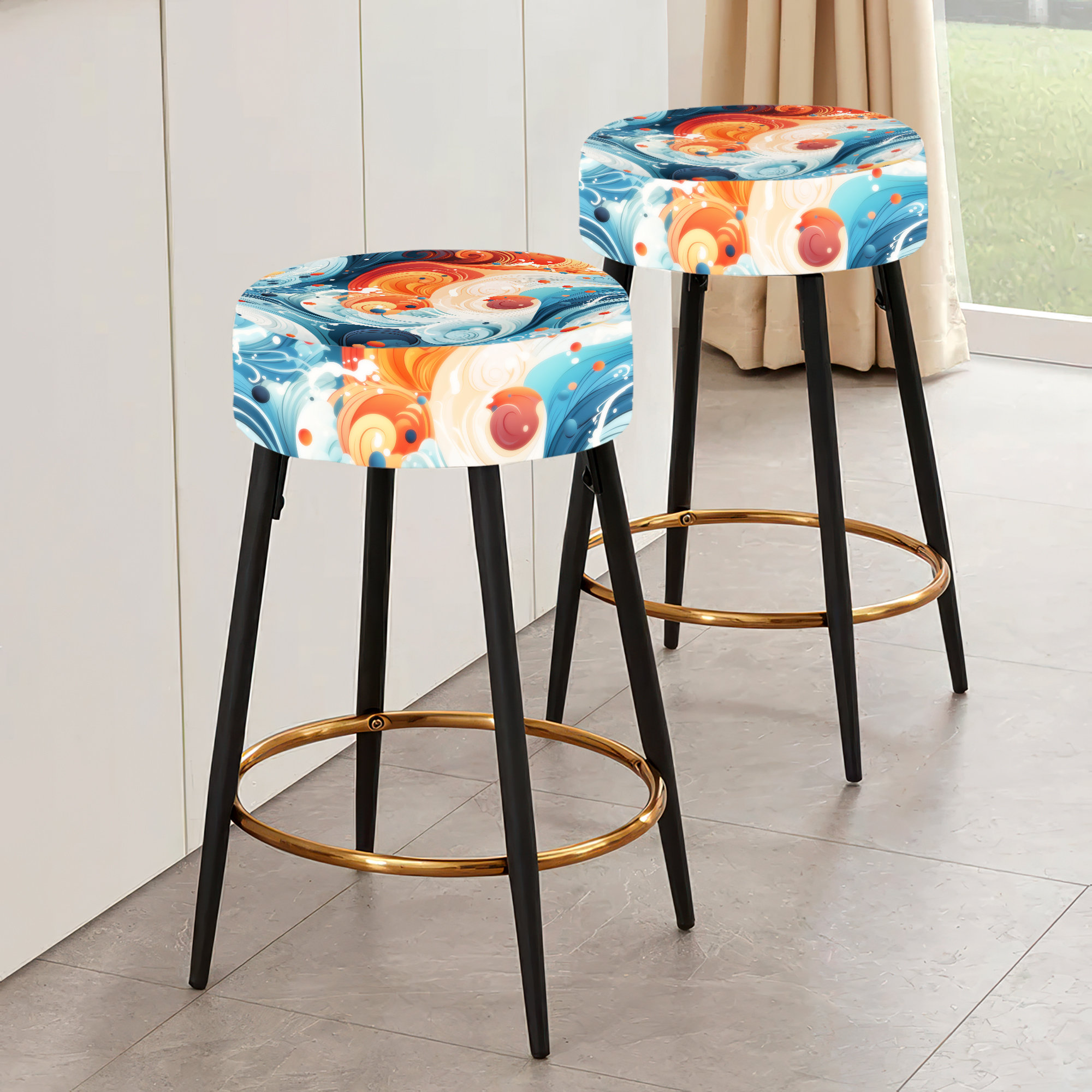 Design Art Yin And Yang Symmetry - Oriental Bar Stools Set Of 2 | Wayfair