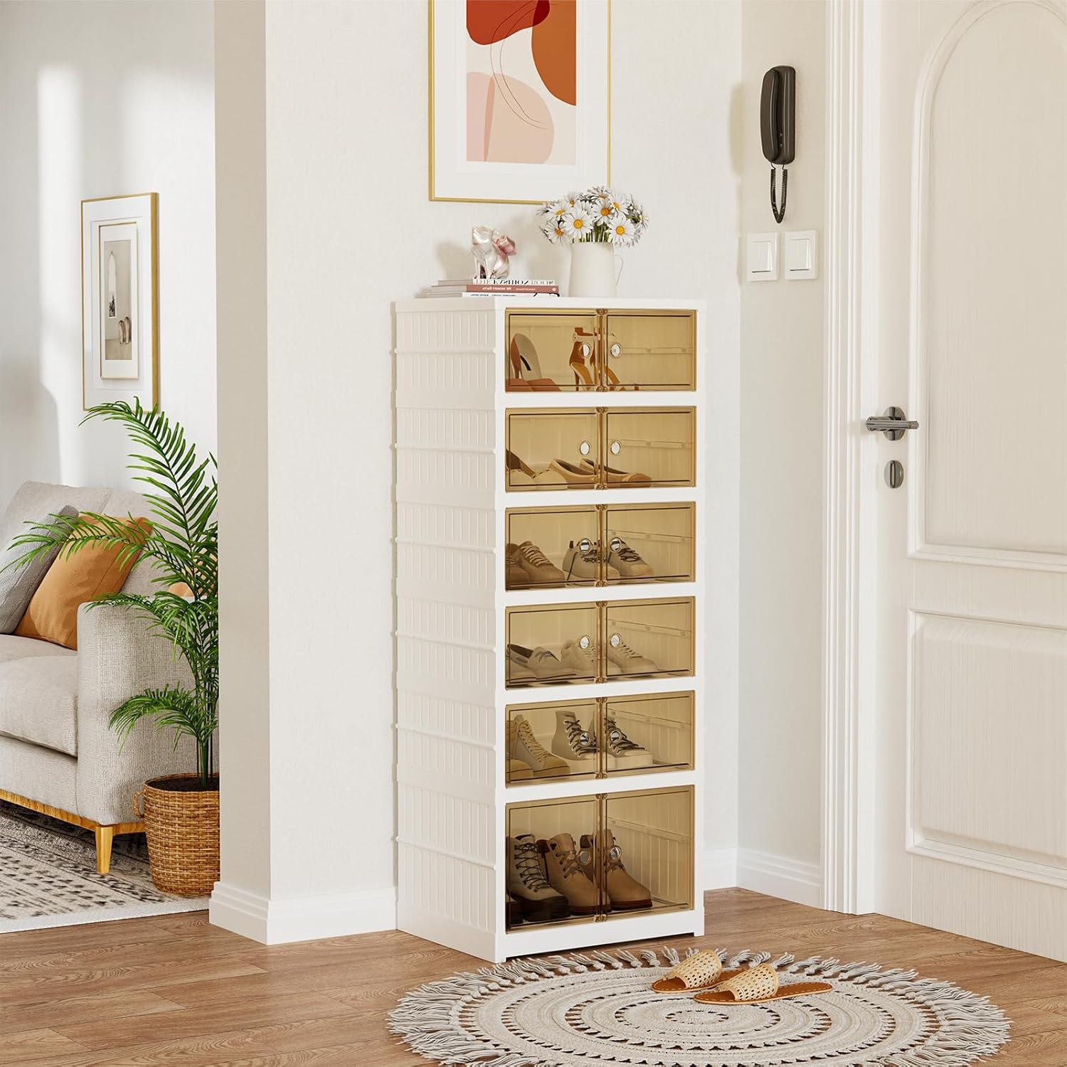 Rebrilliant 6 Tier Foldable Shoe Rack Organizer For Closet, 12 Pairs ...