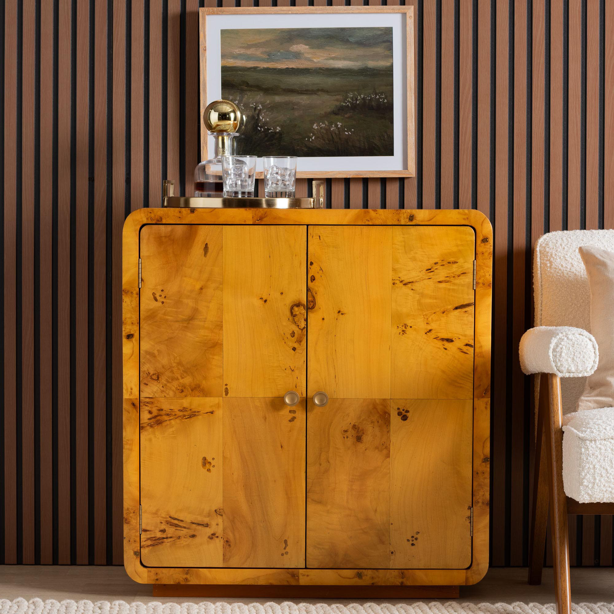 Millwood Pines Bali & Pari Netra Modern And Contemporary Natural Real Burl Wood Storage Cabinet ...