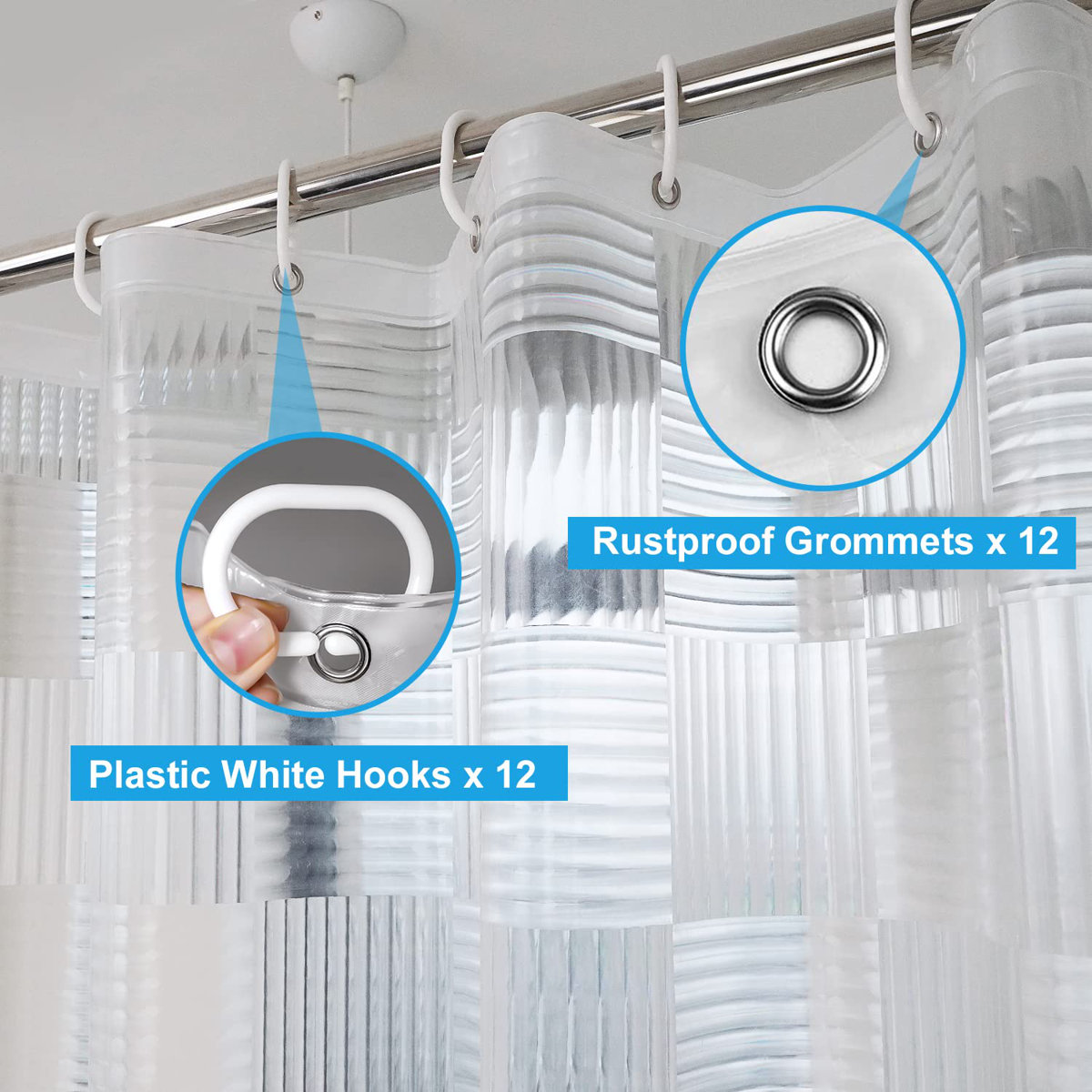Symple Stuff Clear Shower Curtain Or Liner 72 X 72 Inches,Transparent ...