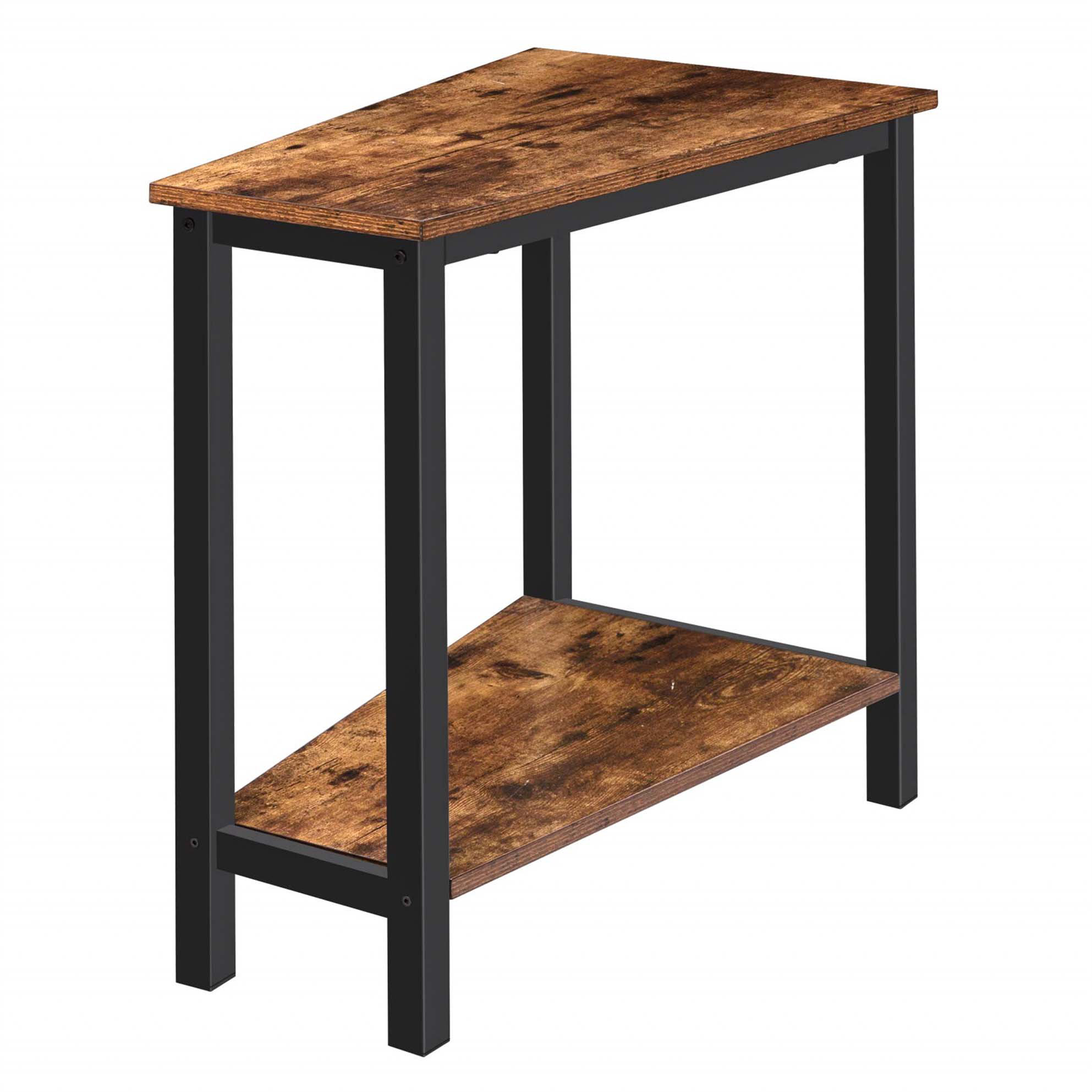 17 Stories Industrial Wedge End Table With Storage For Small Space ...