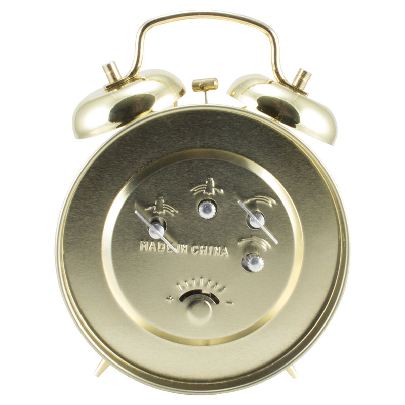 House of Hampton® Brass-finished Metal Twin Bell Keywind Analog Alarm ...