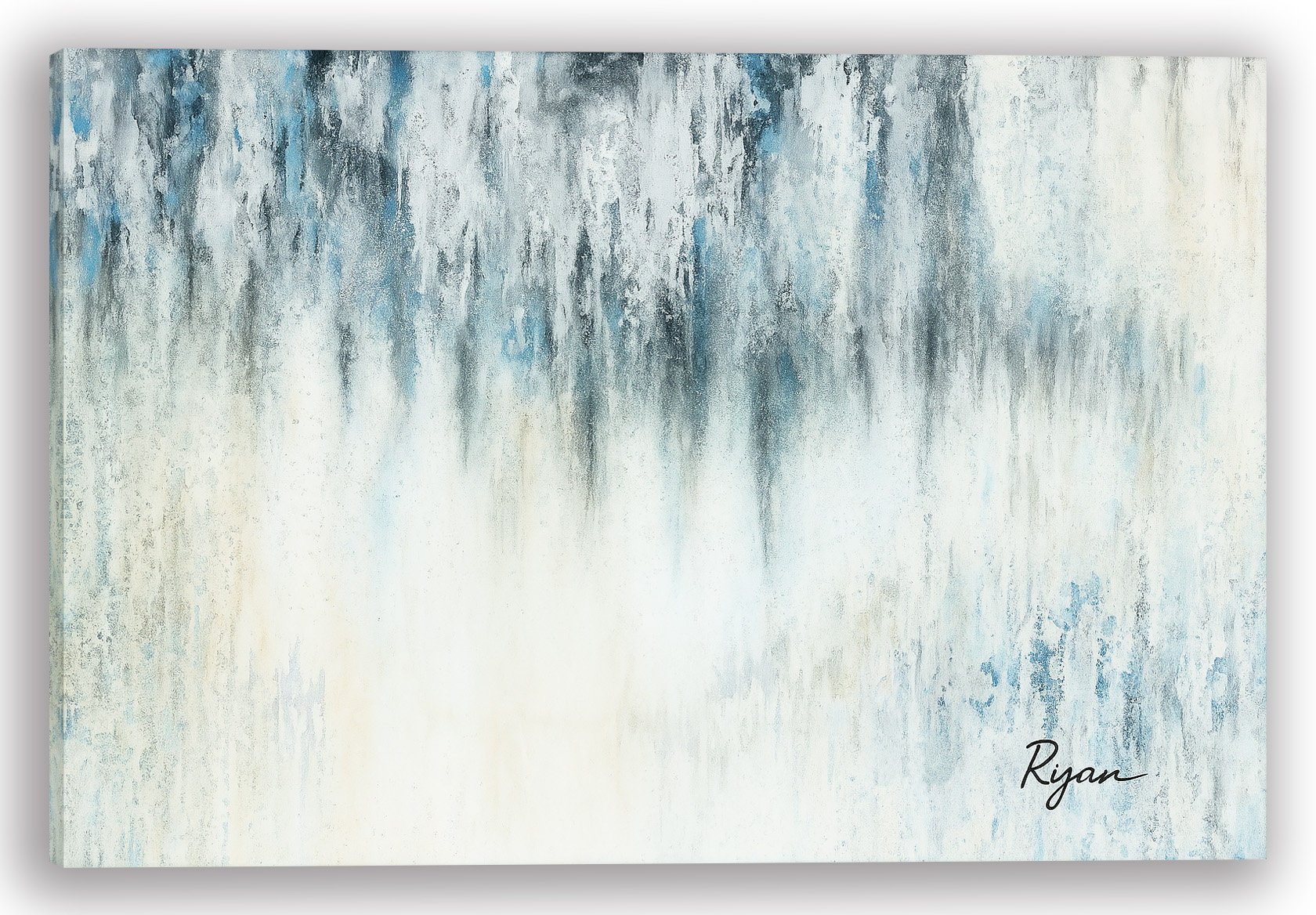 Wrought Studio™ Northern Drizzle – Abstract Blue & Gray Waterfall ...