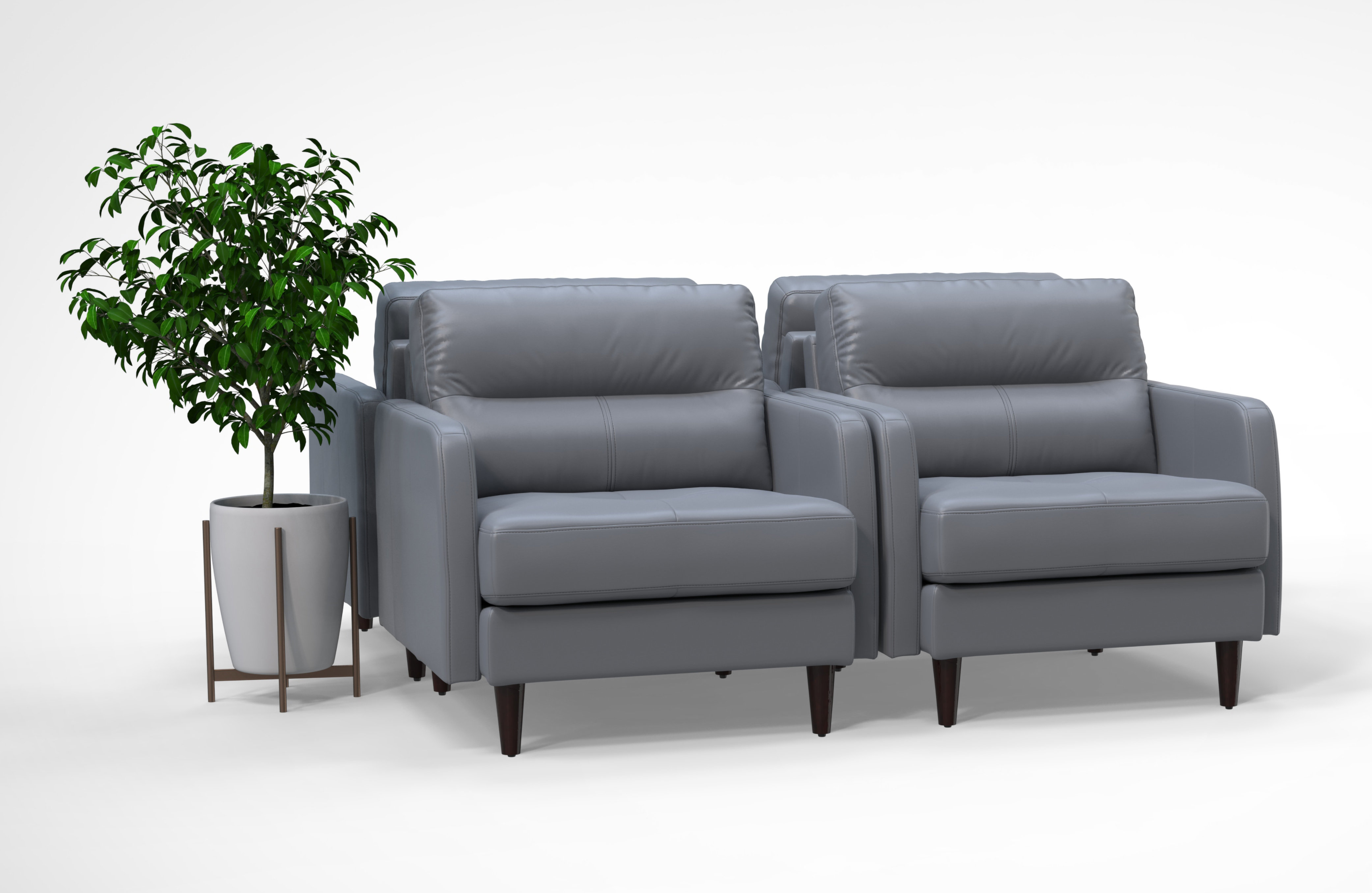 Reunion 4 Person Waiting Room Reception Chairs Set 100% Genuine Leather ...