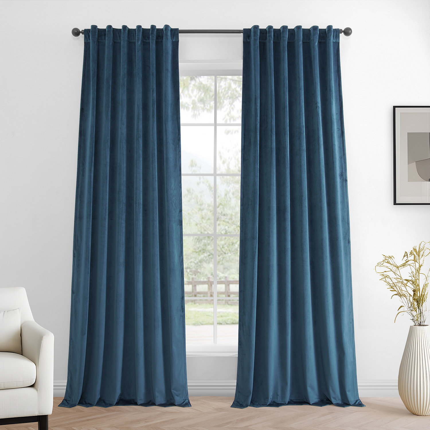 Mercer41 Winnette Simply Velvet Room Darkening Curtains 2 Panels Set ...