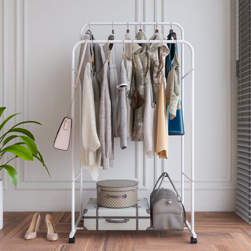 Rebrilliant Israfil 31.4" W Double Clothes Rail Rack Garment Hanging ...