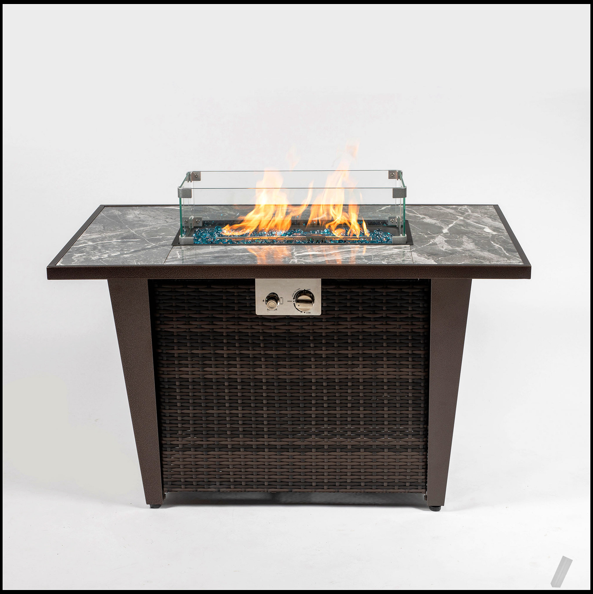 Brayden Studio® Durable Fire Pit Table with Ceramic Tile Top, Glass ...