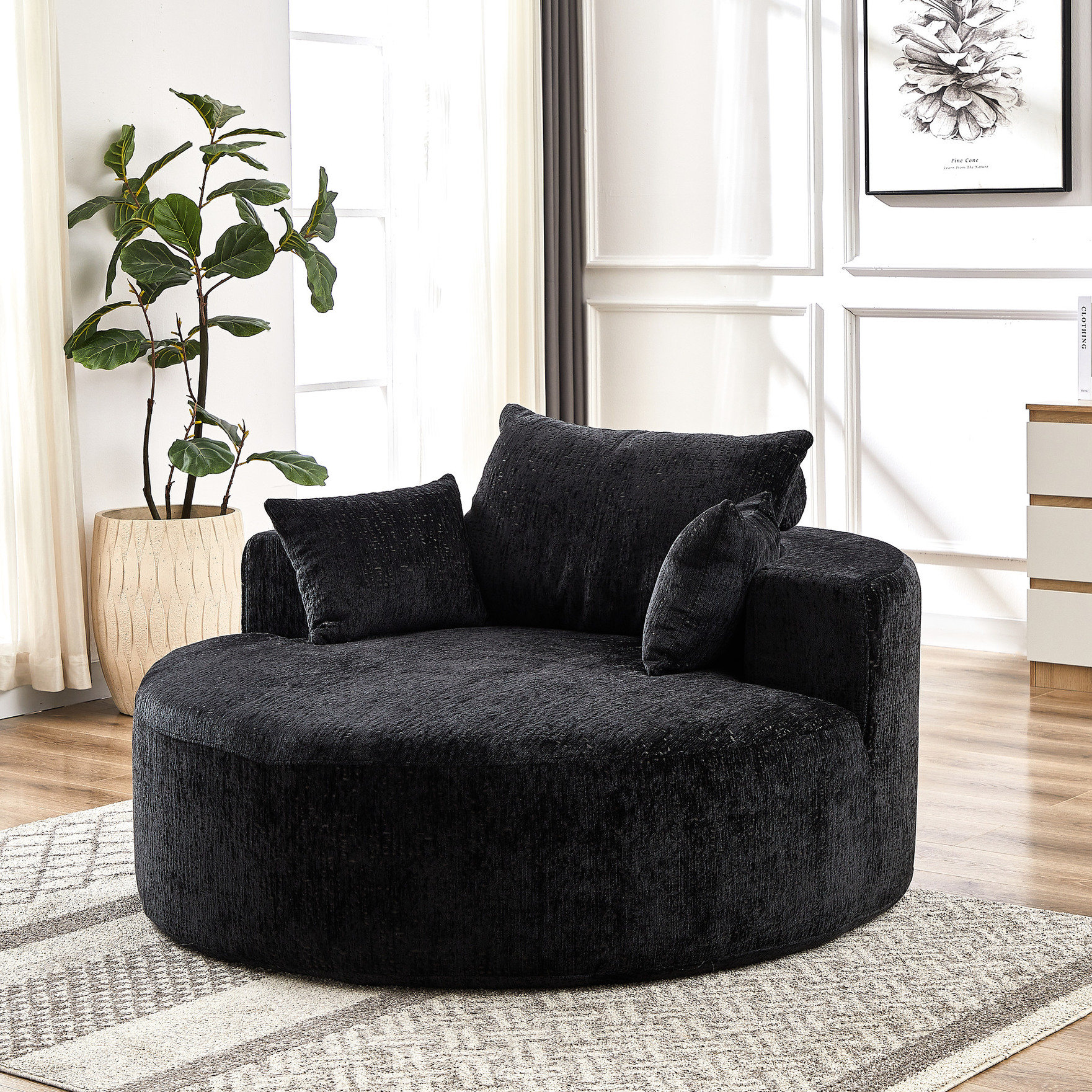Mercer41 55''l Chenille Sponge Sleeper Chair, Fluffy Modern Luxury, No ...