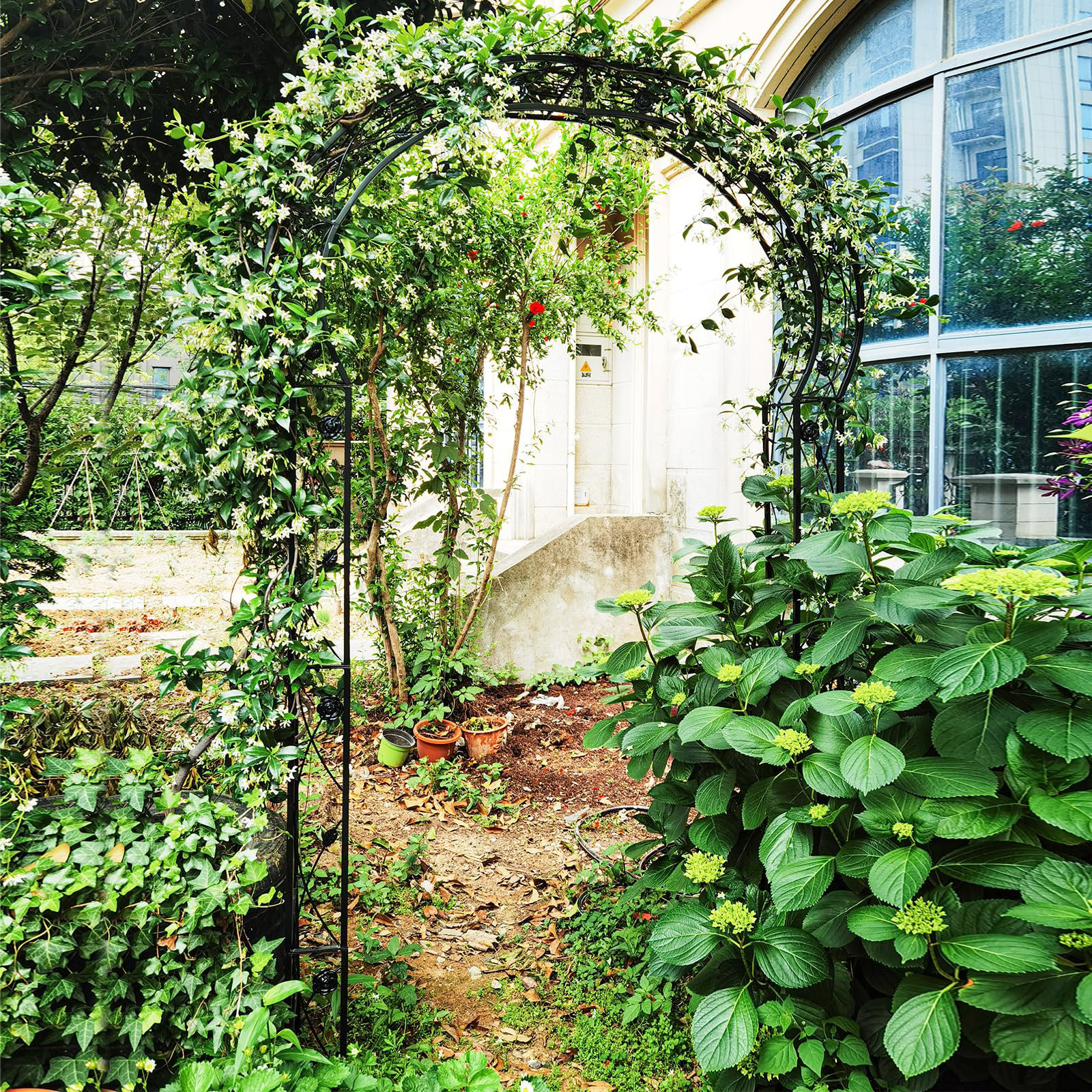 TWOTFUL 2 Half Garden Arch Trellis, 8.2 FT Metal Garden Arbour, 6 Sizes ...