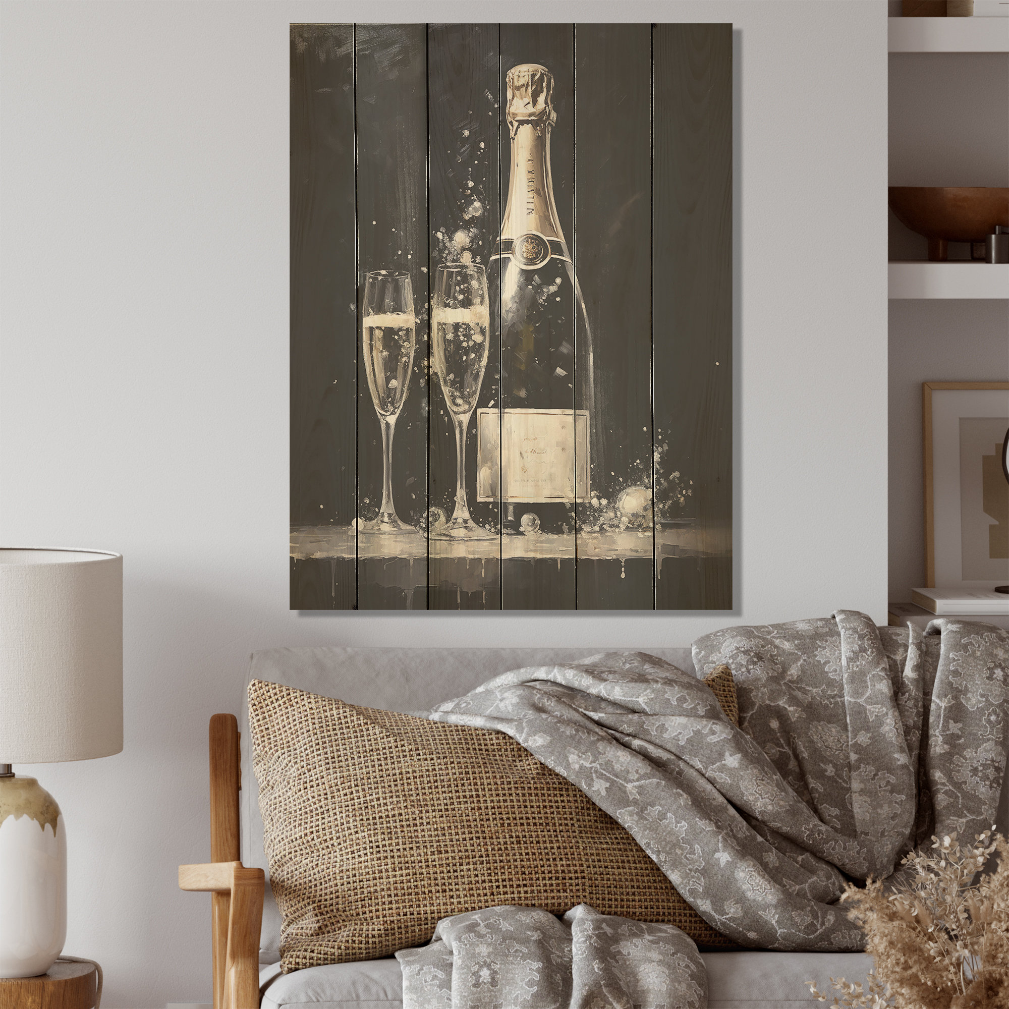 Ophelia & Co. Cuves Sparkling Champagne Canvas - Wine Wood Panel Wall ...