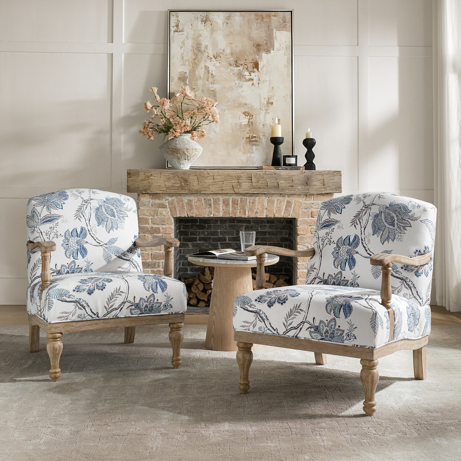 Lark Manor Amilio Farmhouse Accent Chair With Solid Wood Construction ...