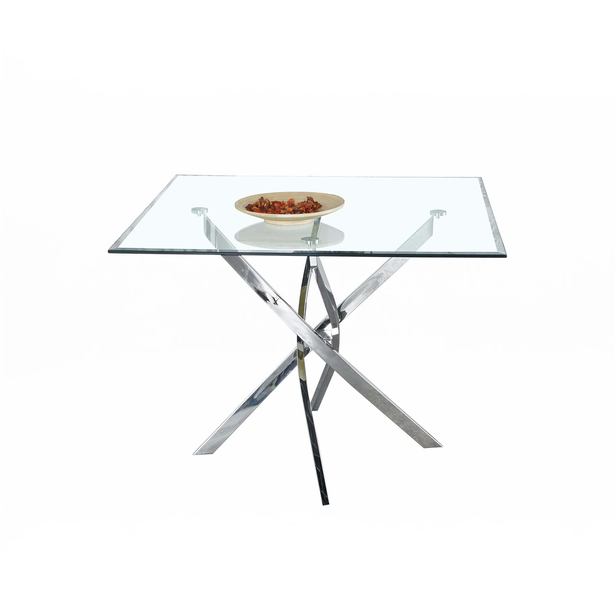 Wrought Studio™ Contemporary Square Clear Dining Tempered Glass Table ...