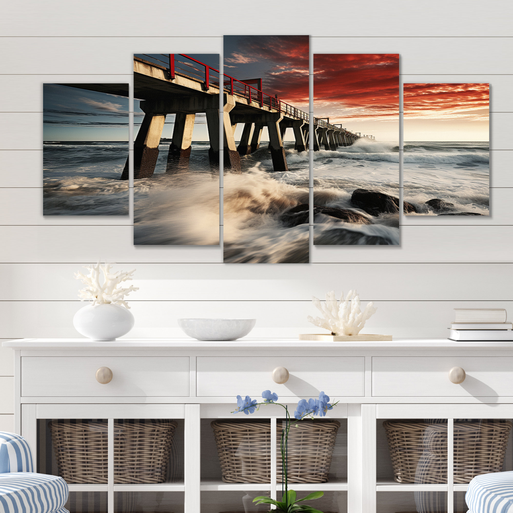 Dovecove Pier Whispering Waves IV - Coastal Pier Wall Art Print - 5 ...