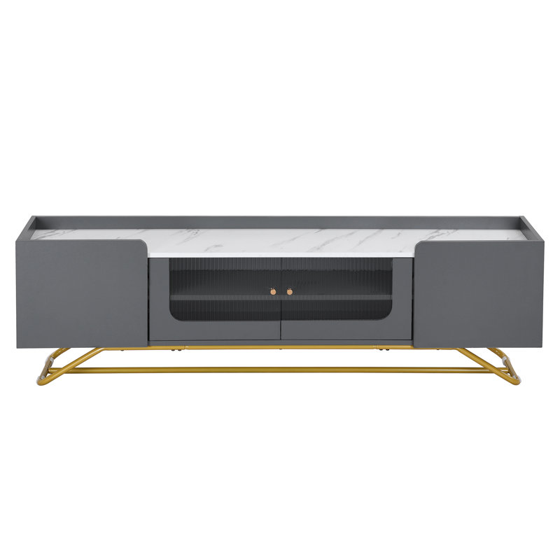 Mercer41 ON-TREND Sleek Design TV Stand With Fluted Glass | Wayfair