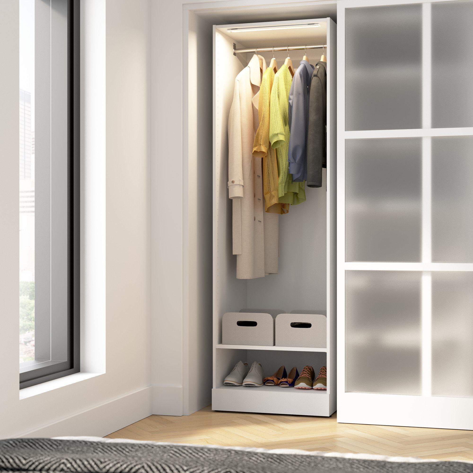 Bestar Florence 25W X 16D Modular Hanging Closet System Tower With ...