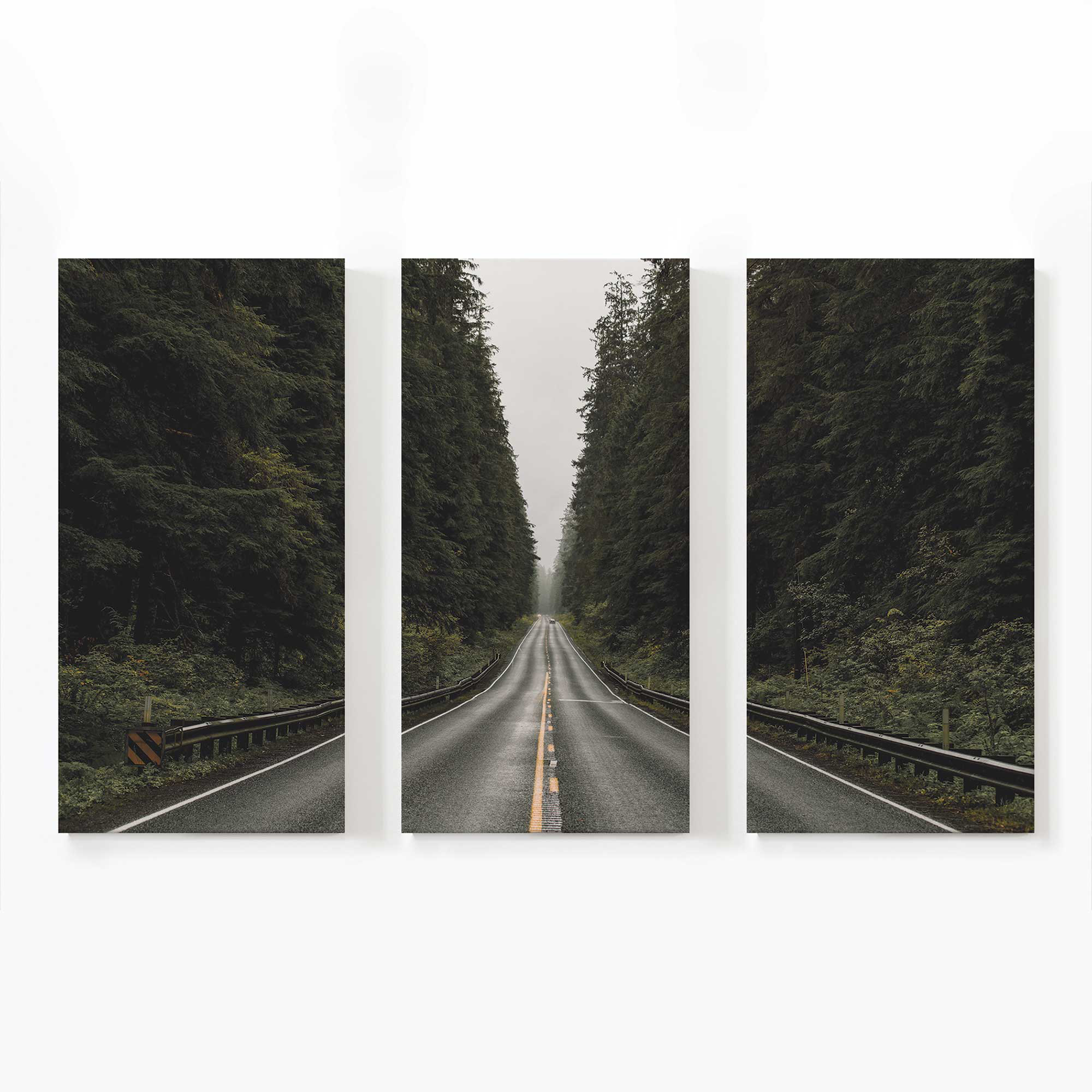 Frametolia Forest Road | 3 Panel Split Large Canvas Print | Wayfair