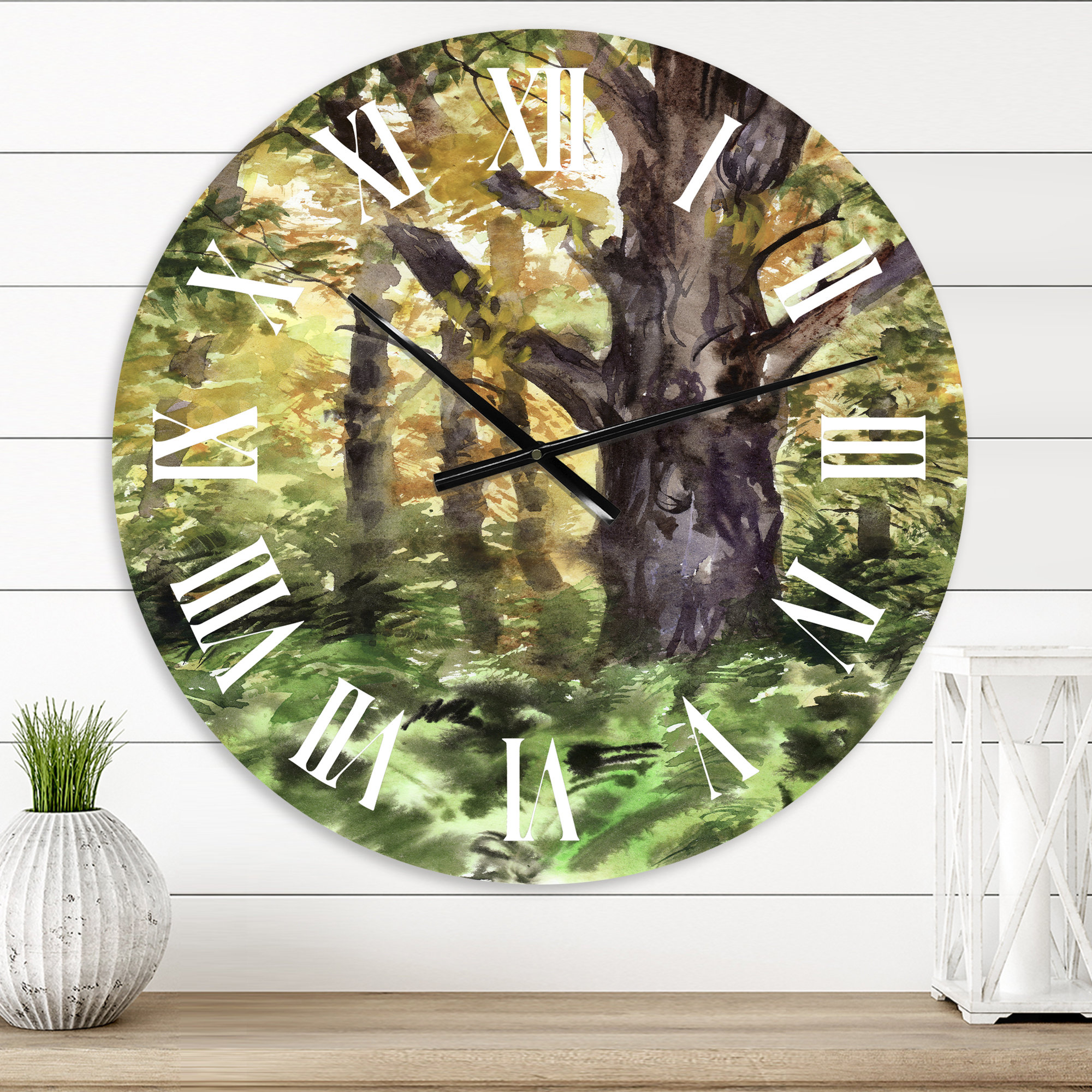 East Urban Home Large Tree In Autumn Forest - Lake House wall clock ...