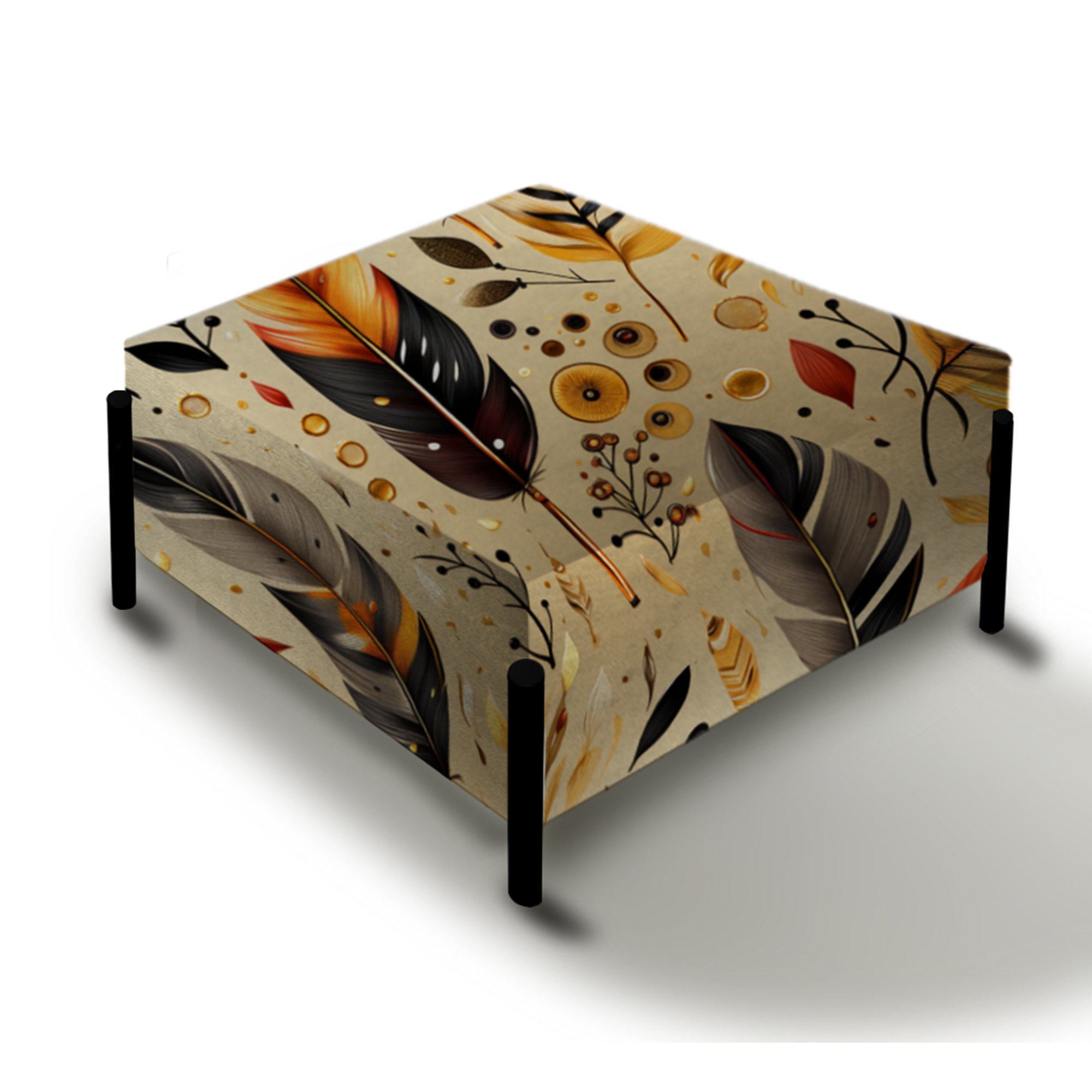 Design Art Artistic Nomad Boho Pattern Earth Tones II - Boho Large Square Ottoman | Wayfair