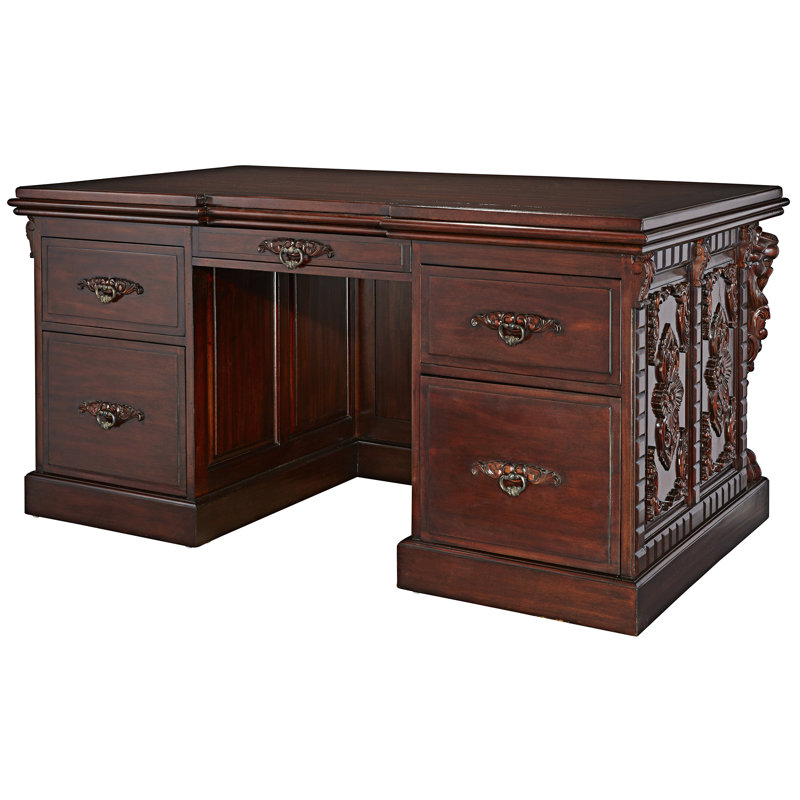 Design Toscano Lord Raffles Lion 63" Executive Desk | Wayfair