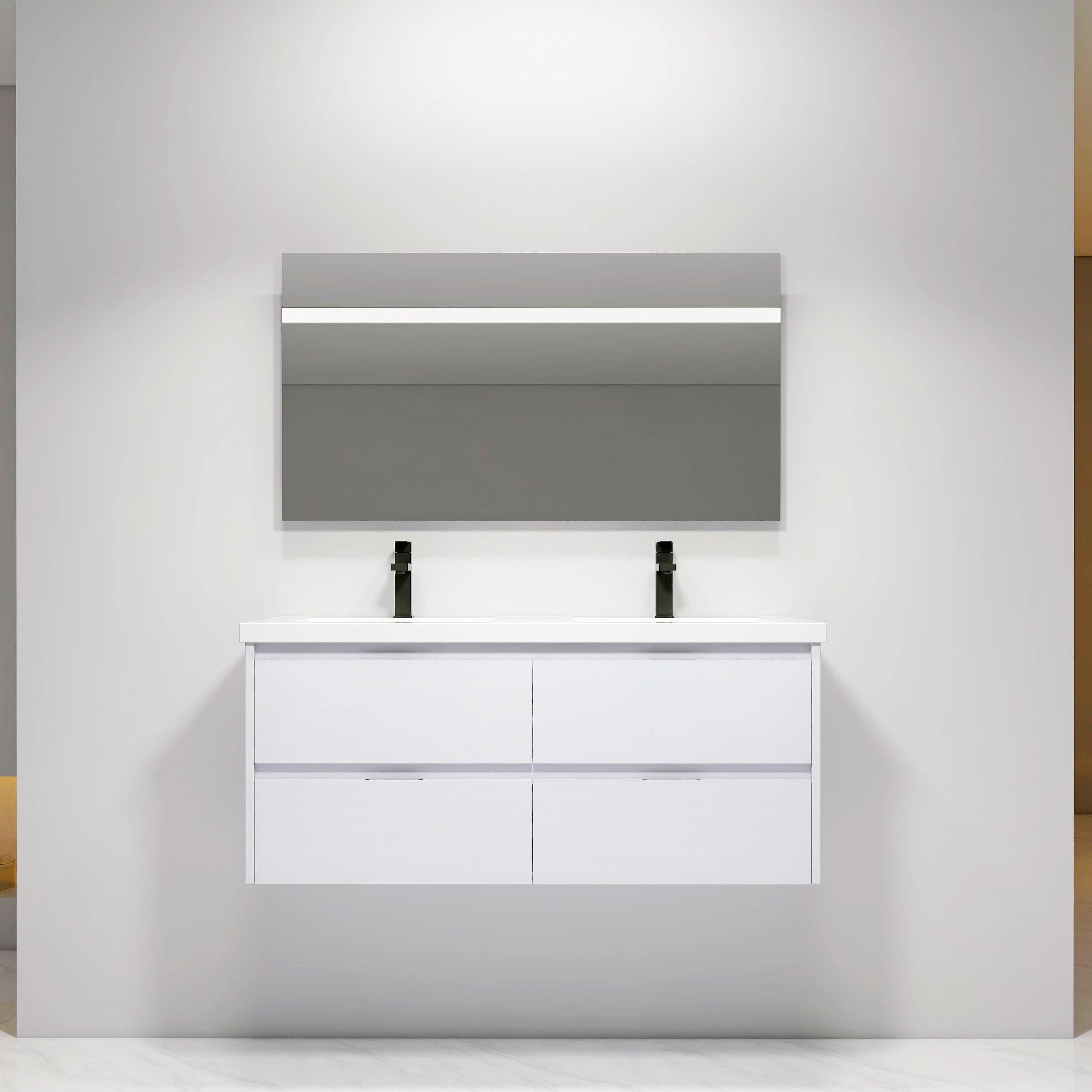 Ivy Bronx 48" Modern Bathroom Vanity With Dual Resin Sink And 4 Soft ...