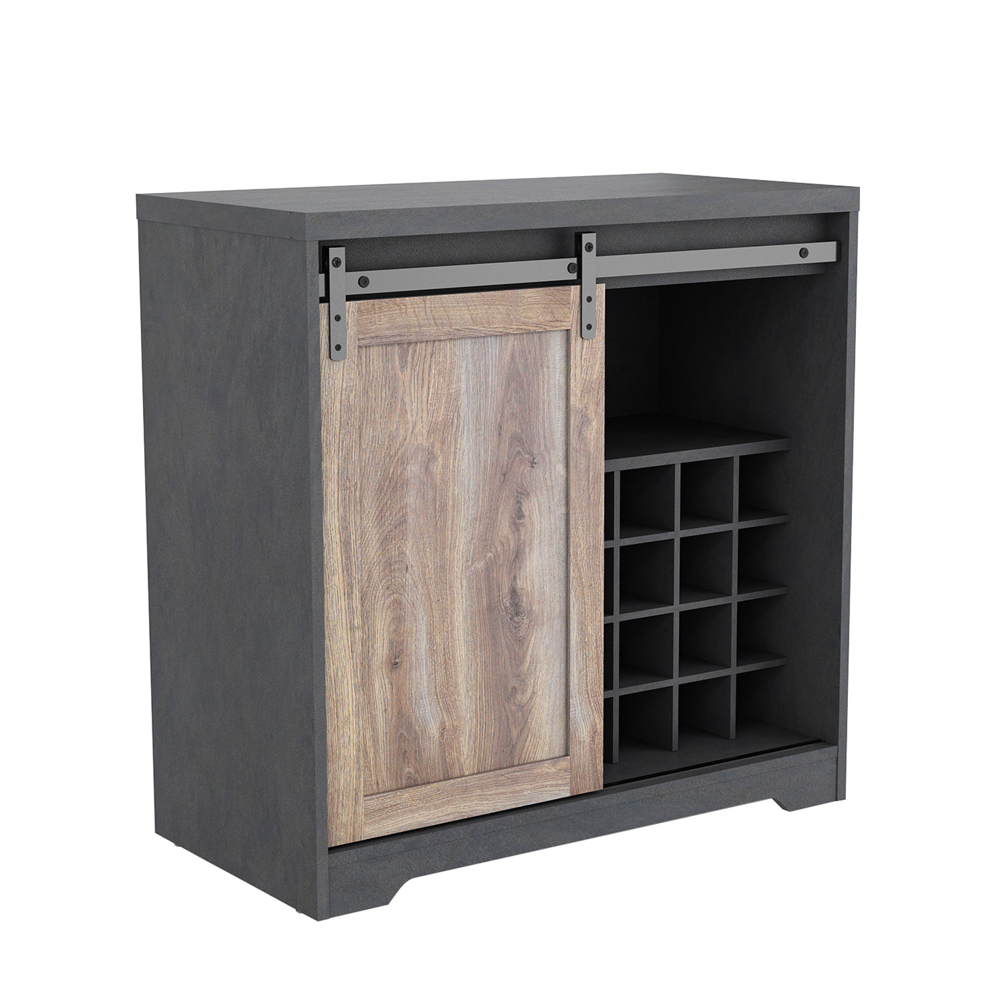 Ophelia & Co. 31 Inch Farmhouse Barn Door Bar Cabinet For Living Room ...