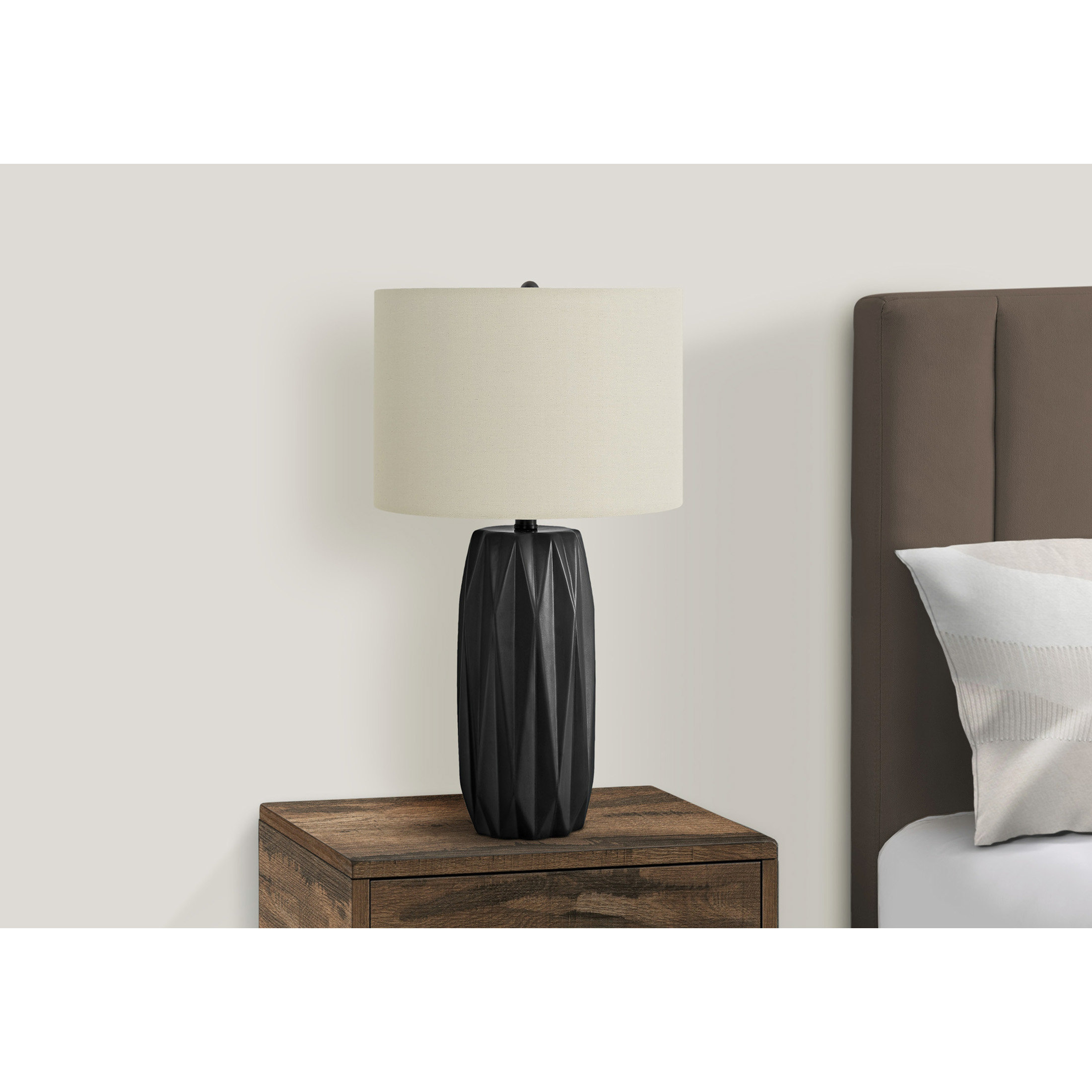 Corrigan Studio® Lighting, 25"h, Table Lamp, Black Ceramic, Shade ...