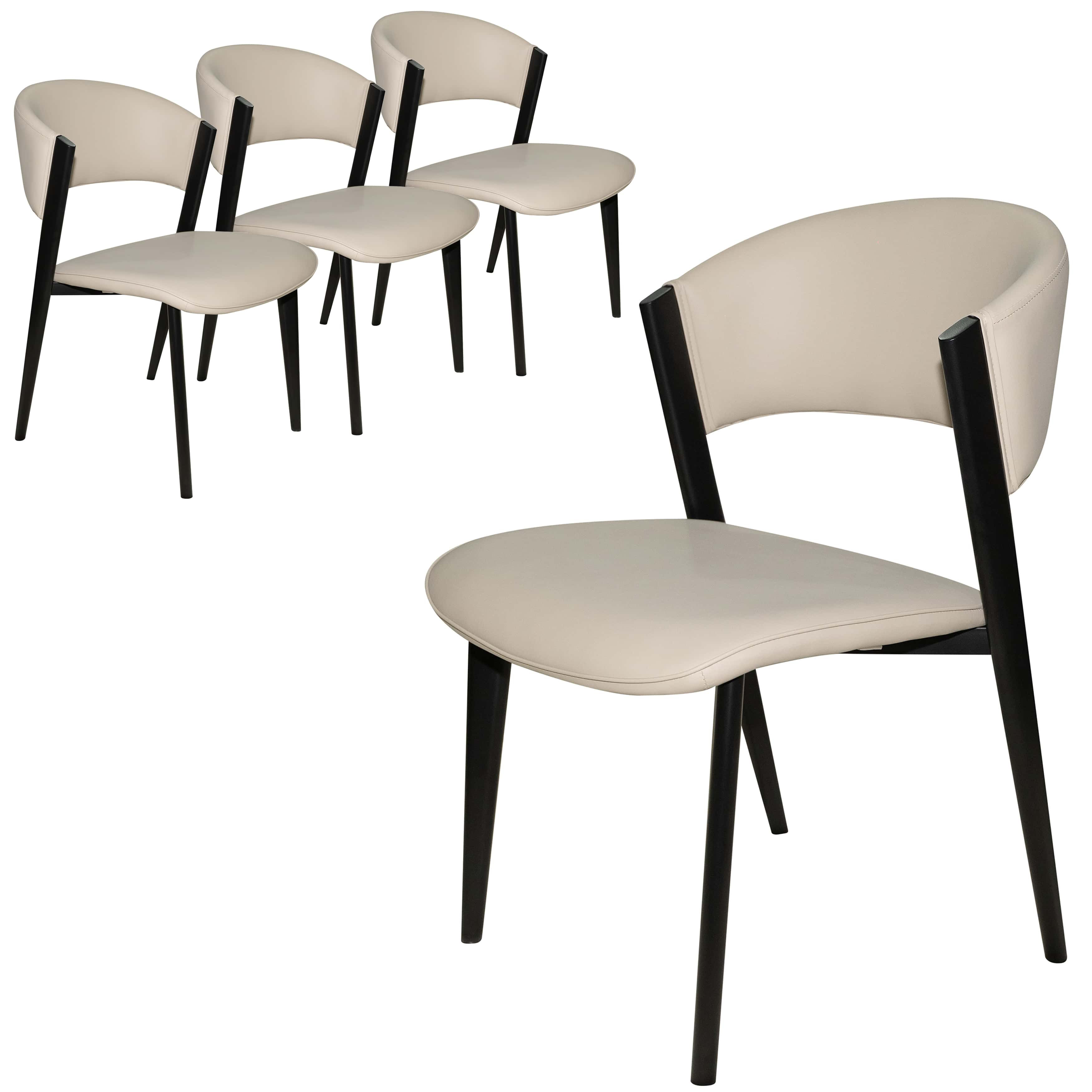 George Oliver Ojani Leather Dining Chair With Curved Open-Back Design ...