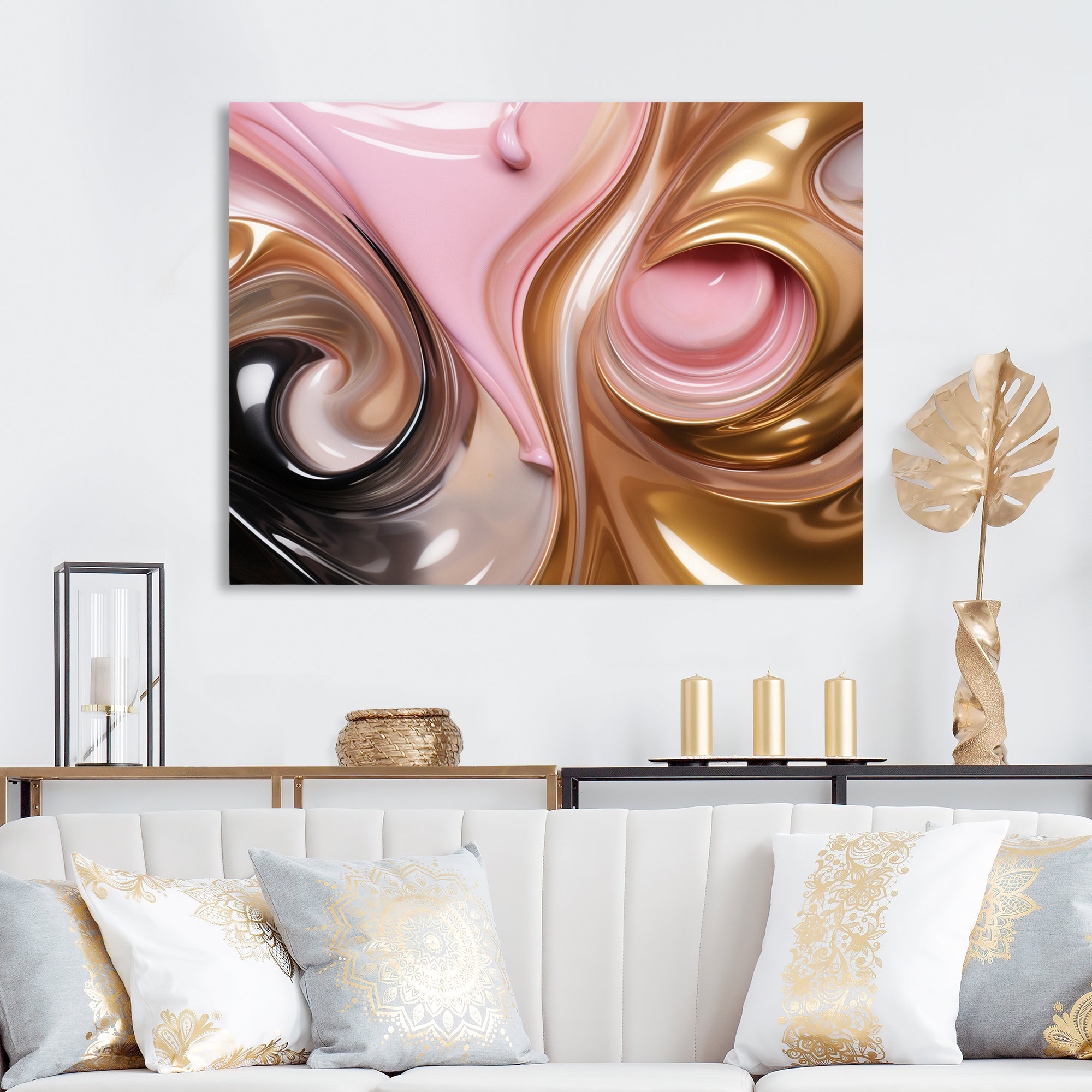 Wrought Studio™ Whimsical Lquid Pink And Gold Glam Art I - Abstract ...