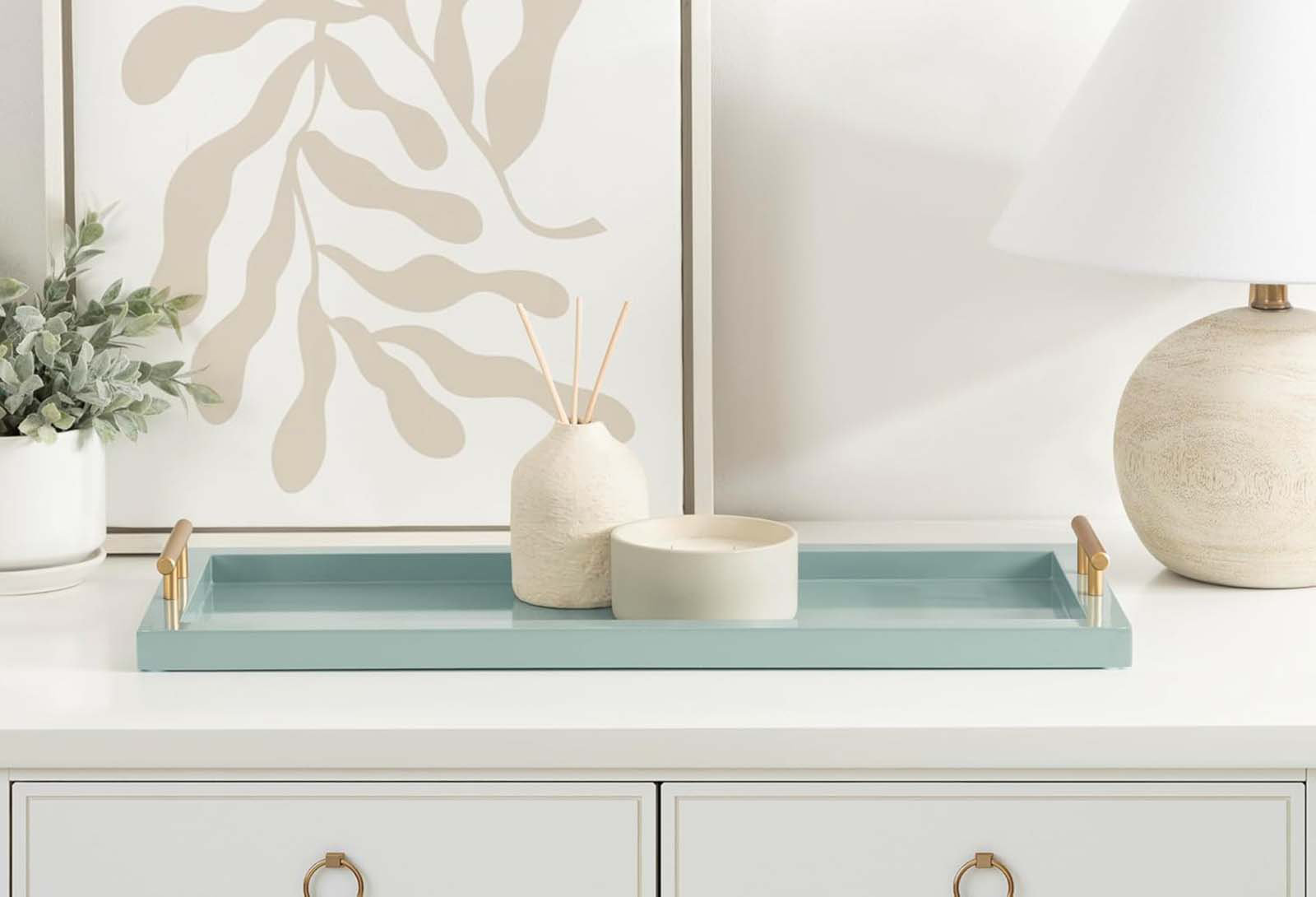 NEUTRALPOSTURE Halsey Rectangle Decorative Narrow Tray With Metal ...