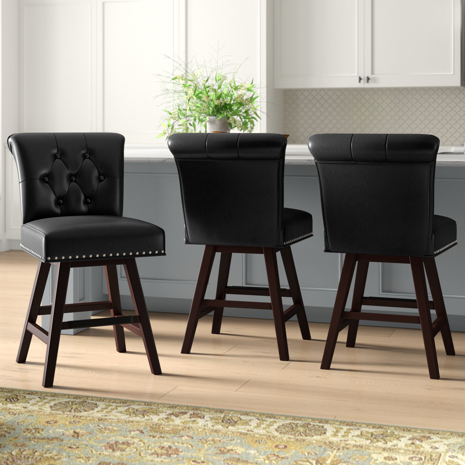 Lark Manor Aquetzalli Swivel Upholstered 25.8'' Counter Stool with ...