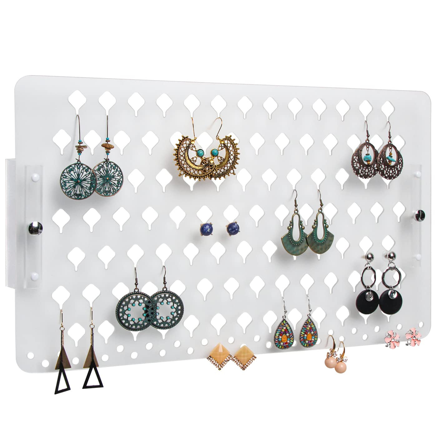 Latitude Run® Wall Mount Earring Holder Organizer – Frosted Acrylic ...