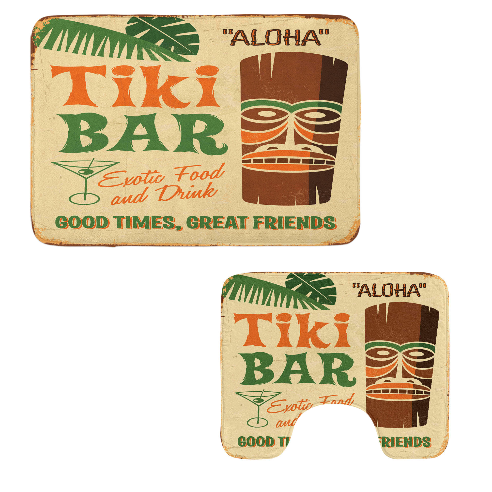 East Urban Home Tiki Bar Bathroom Rug Set 2 Pieces Rectangle & Contour ...