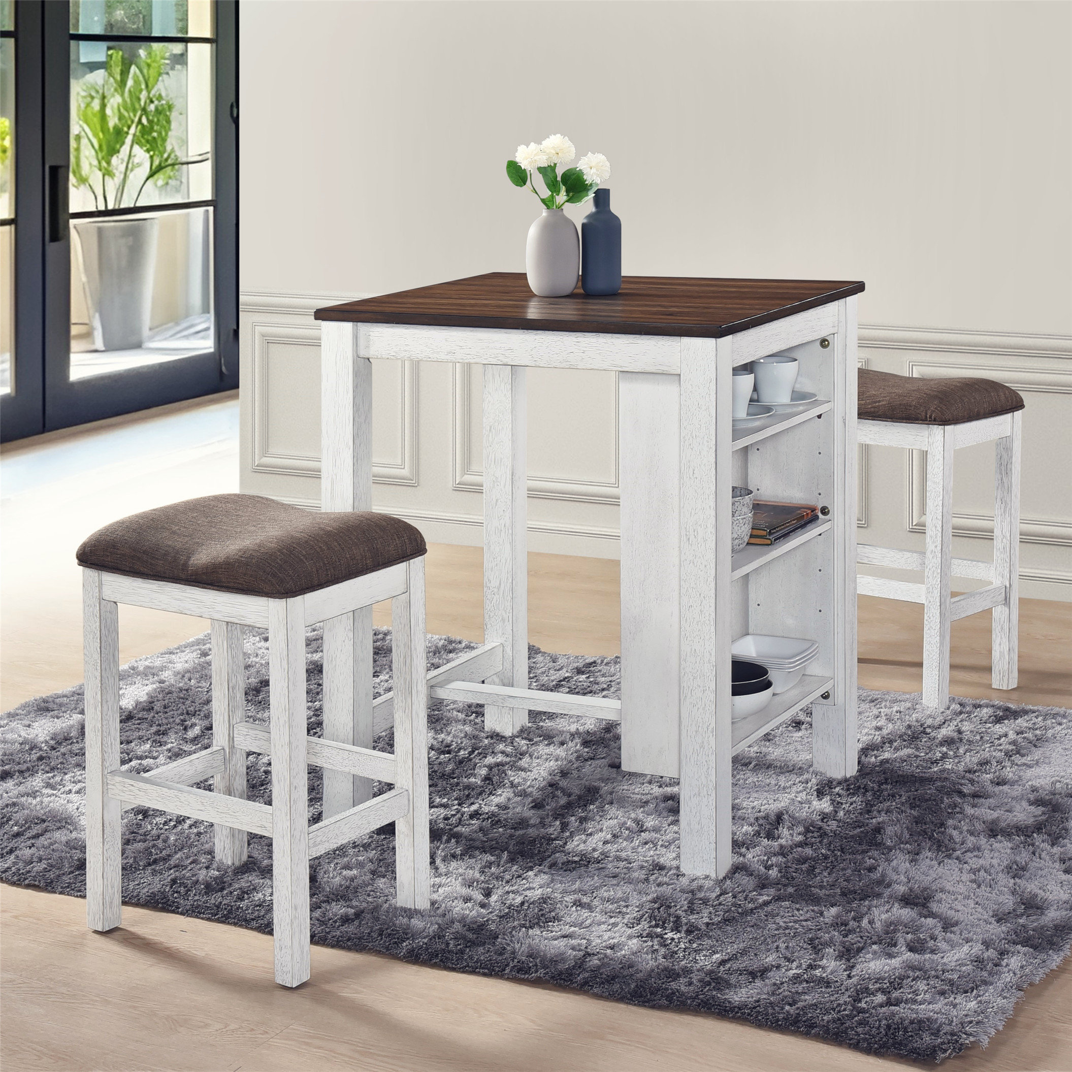 Lark Manor Charming Compact Dining Set with Storage and Stylish Design ...
