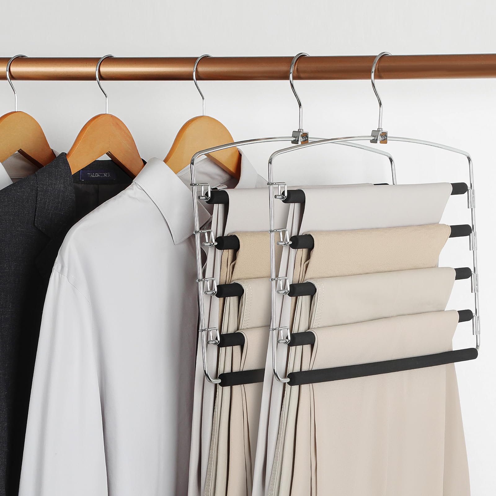 Rebrilliant Pants Hangers Space Saving, Swing Arm Pants Organizer For ...