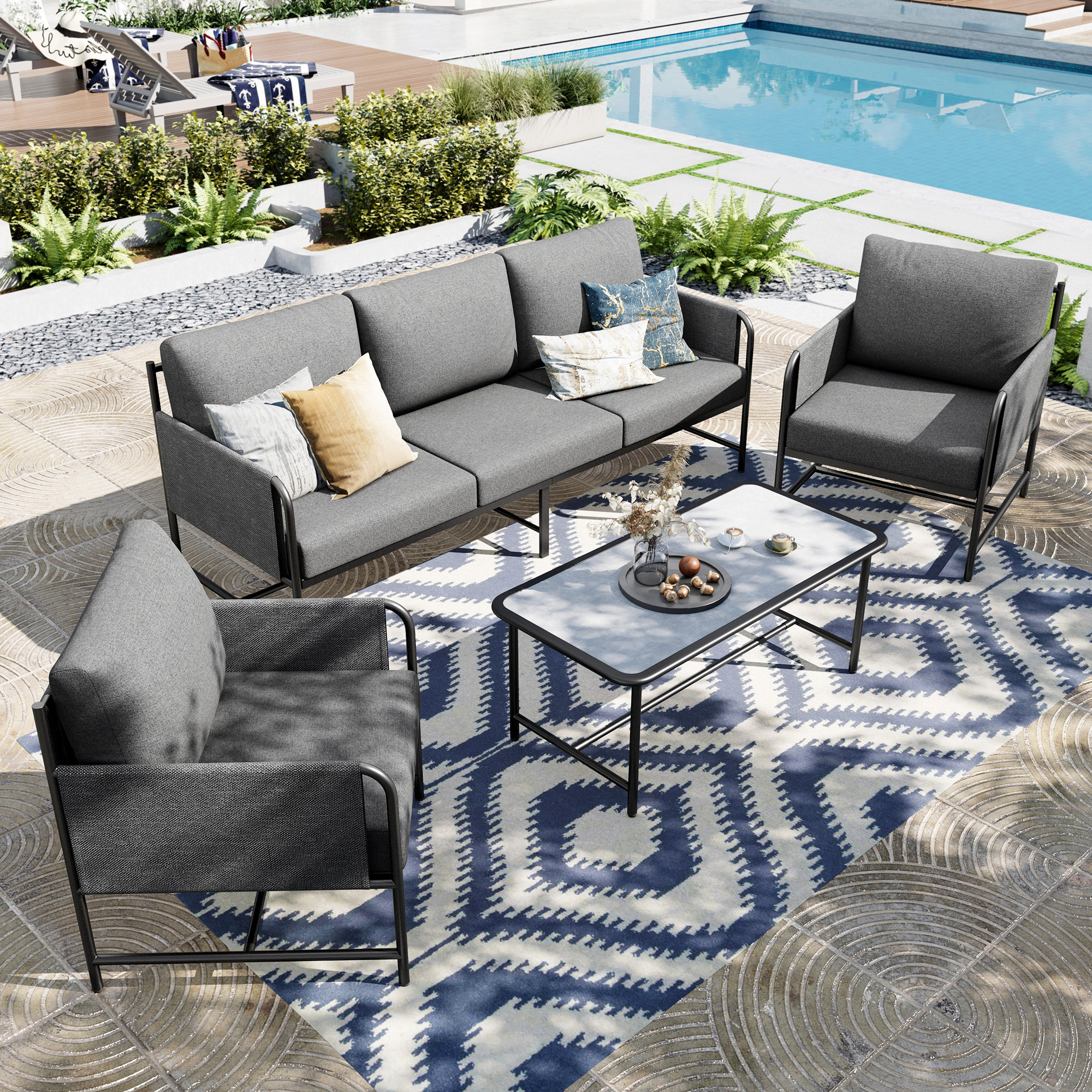 Latitude Run® 5 - Person Outdoor Patio Conversation Sets With Cushions ...