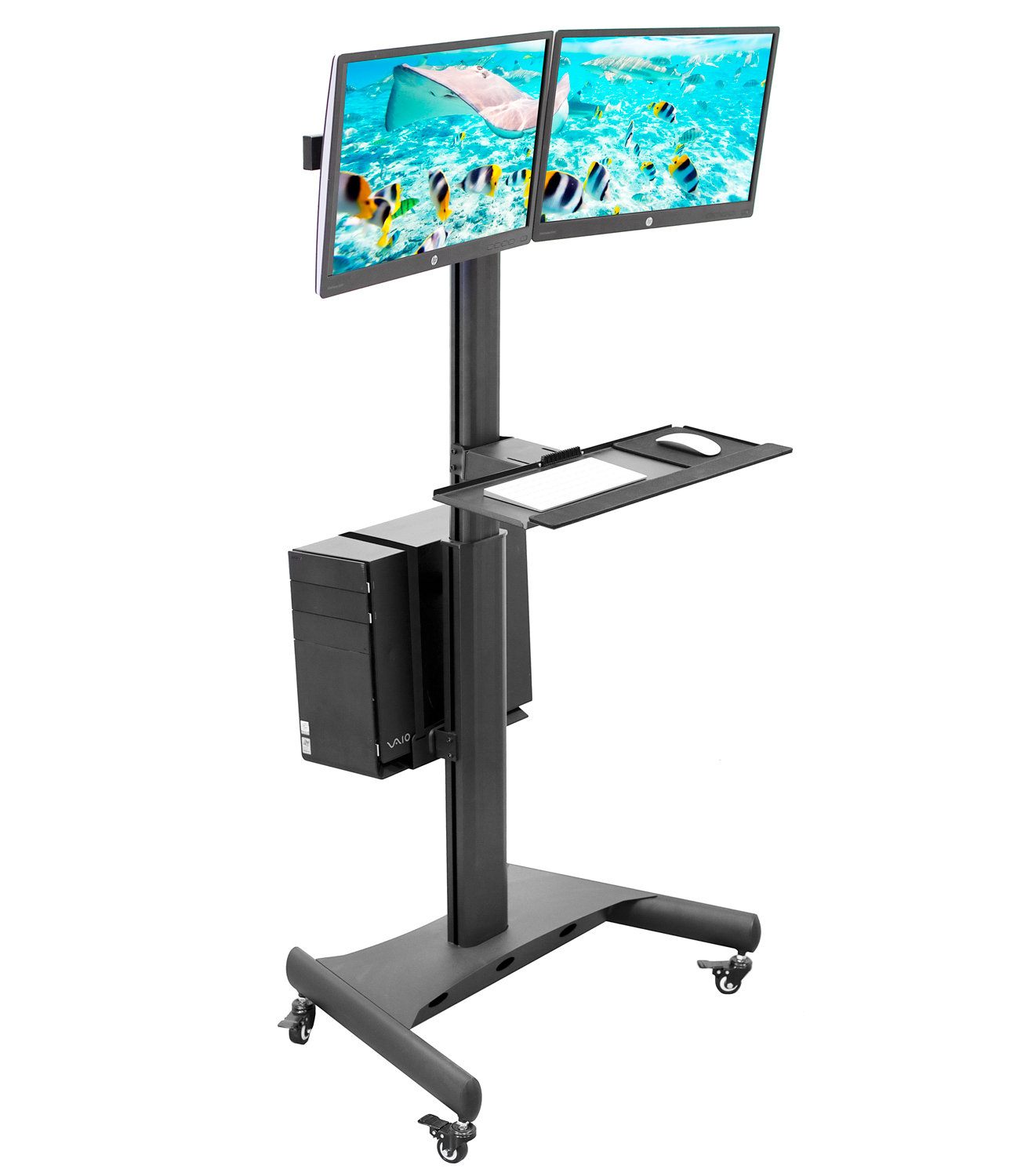 Mount-It! Height Adjustable Mobile PC Workstation for Dual Monitors ...