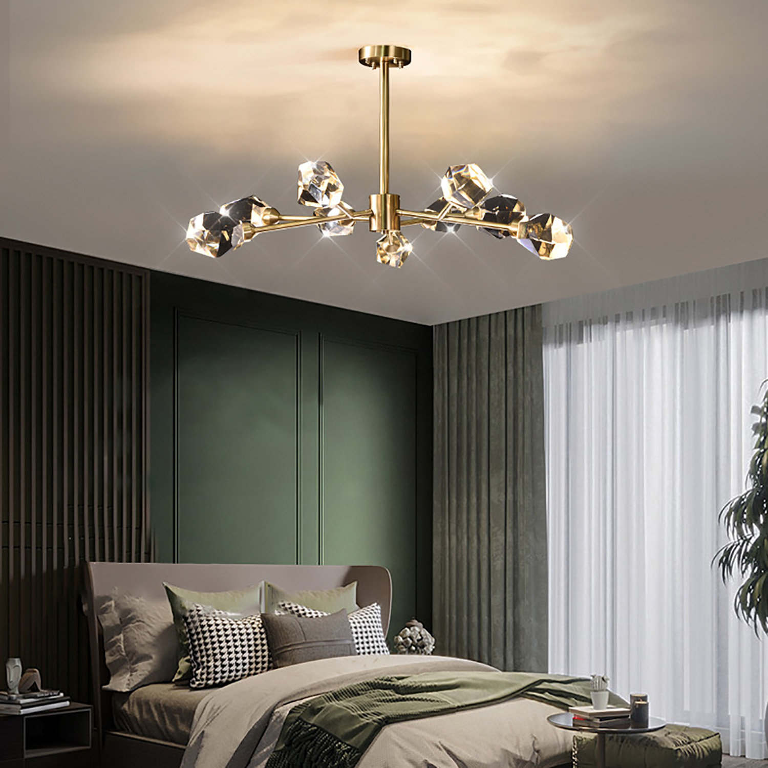Mercer41 9 - Light Sputnik Modern Linear LED Chandelier with Crystal ...