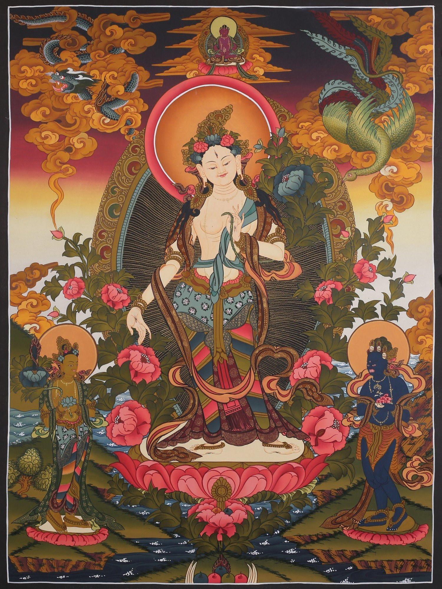 Exotic India Seated Goddess White Tara On Lotus Throne - Tibetan ...