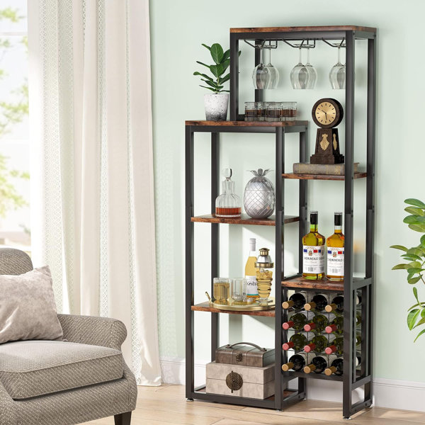 Borough Wharf Taneytown 5-Tier Freestanding Floor Wine Rack with Glass ...