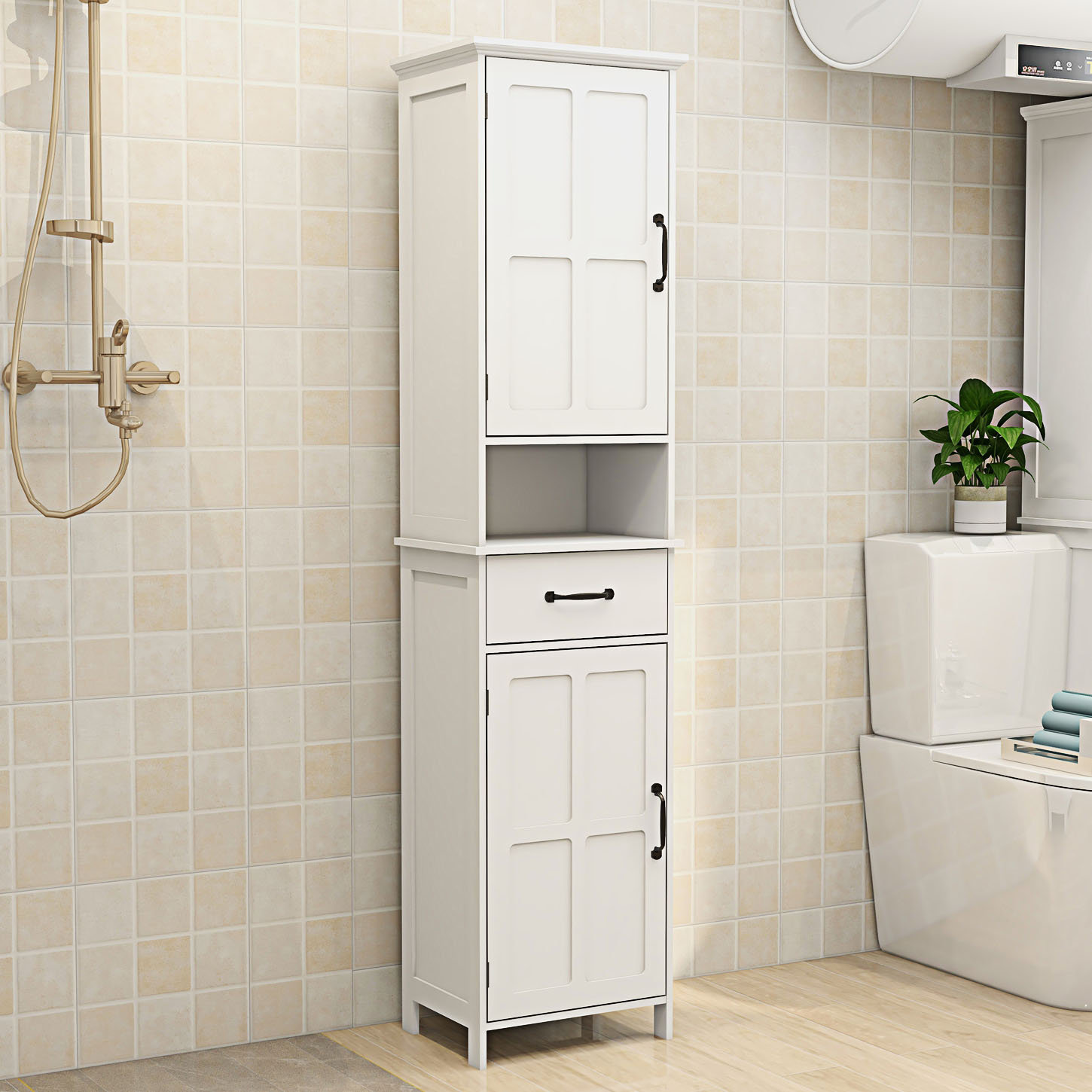 Winston Porter Modern Double Door Narrow Floor Standing Cabinet | Wayfair