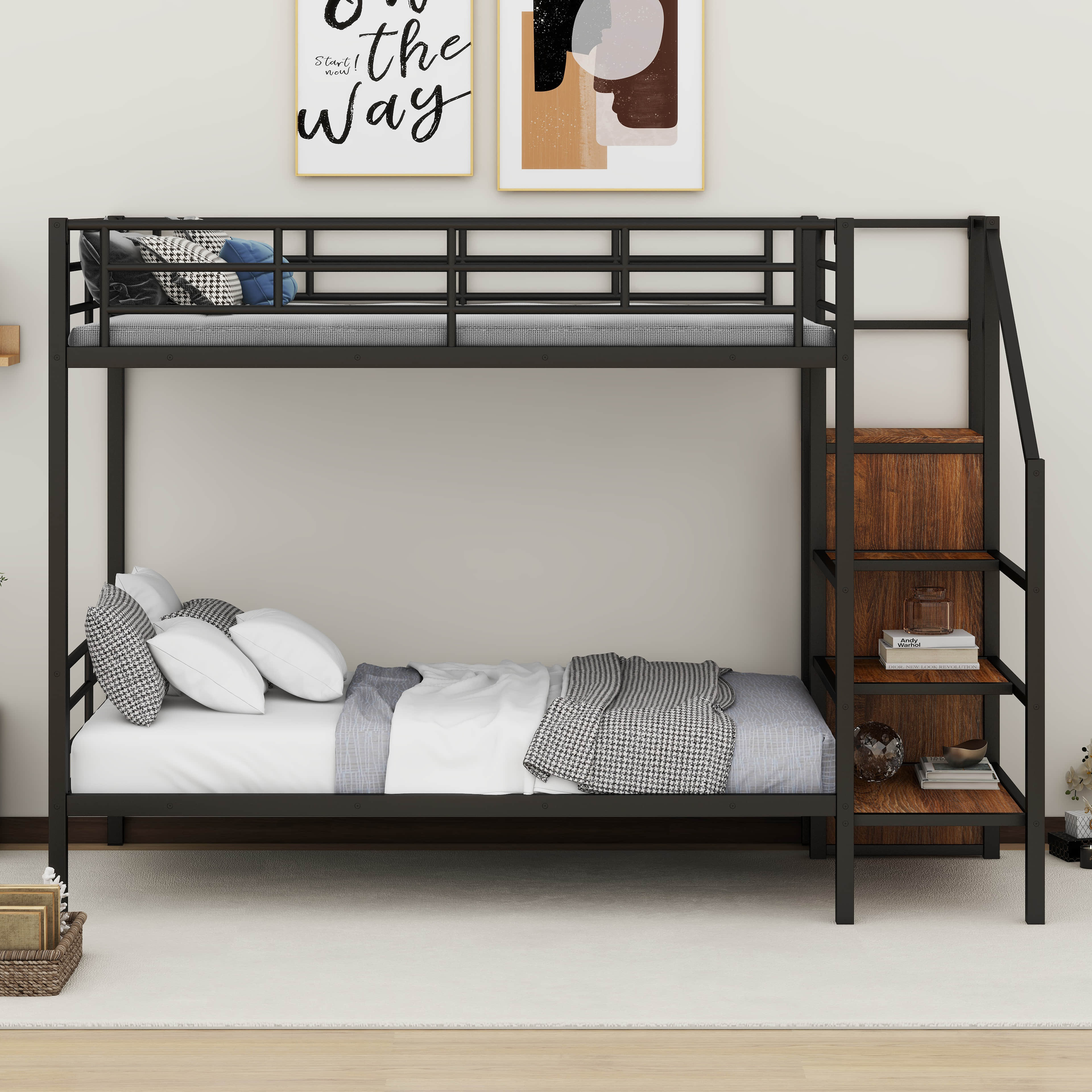 Isabelle & Max™ Aleidy Twin Over Twin Metal Bunk Bed with Lateral ...