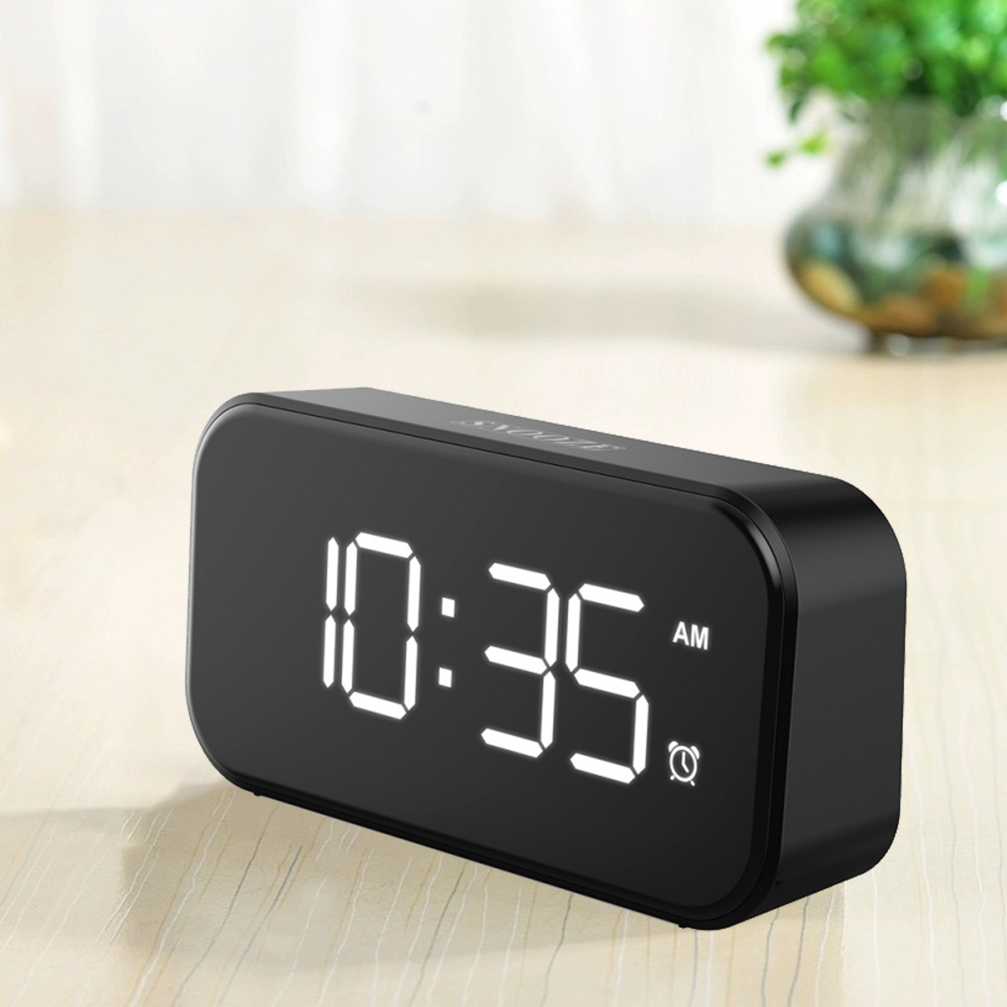 Ebern Designs Digital Electric Alarm Tabletop Clock in Black | Wayfair