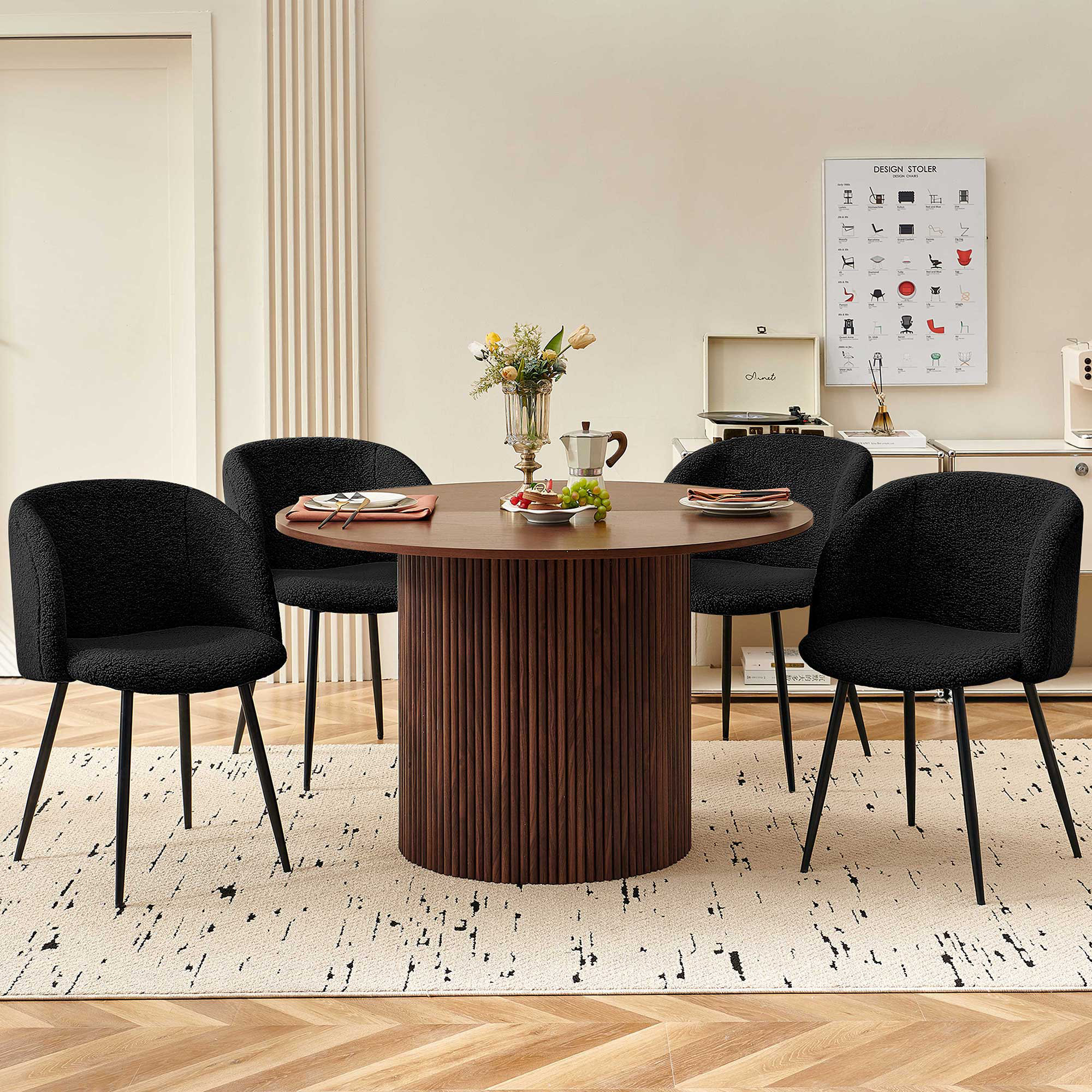 George Oliver Round Table With Set Of Four Barrel Chairs | Wayfair