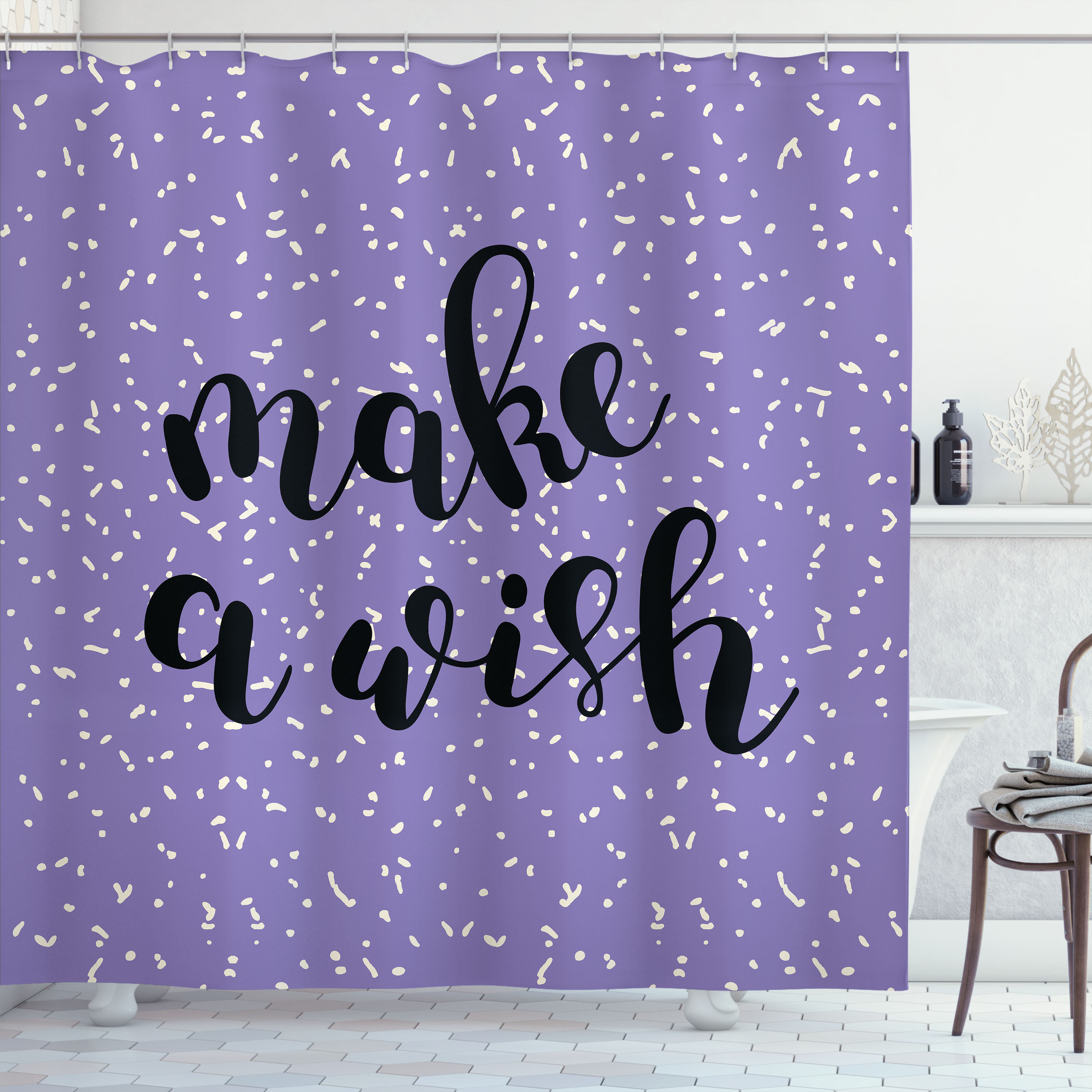 Dakota Fields Saying Shower Curtain Uplifting Wish Slogan Violet Black ...