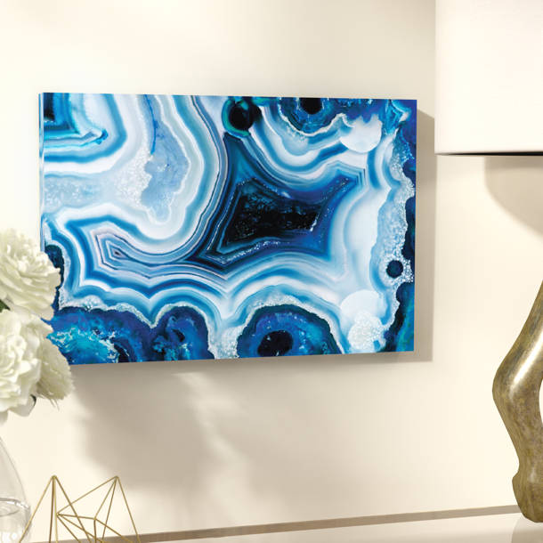 Mercer41 'Indigo Agate II' Graphic Art Print on Wrapped Canvas | Wayfair