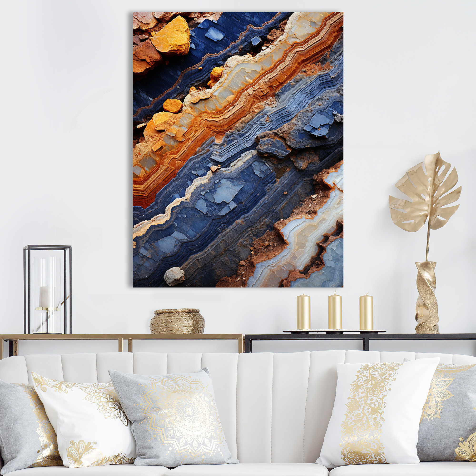 Wrought Studio Blue And Orange Tourmaline Stone - Stone Geode Wall Art ...
