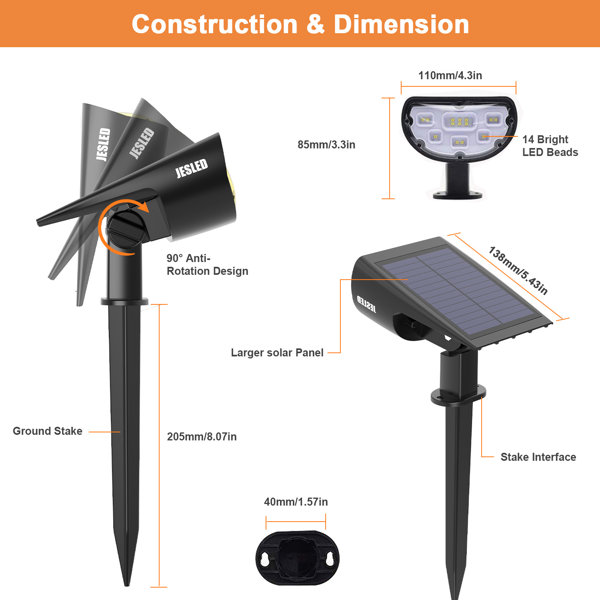 JESLED Black Solar Powered Integrated LED Spot Light Pack "& Reviews ...