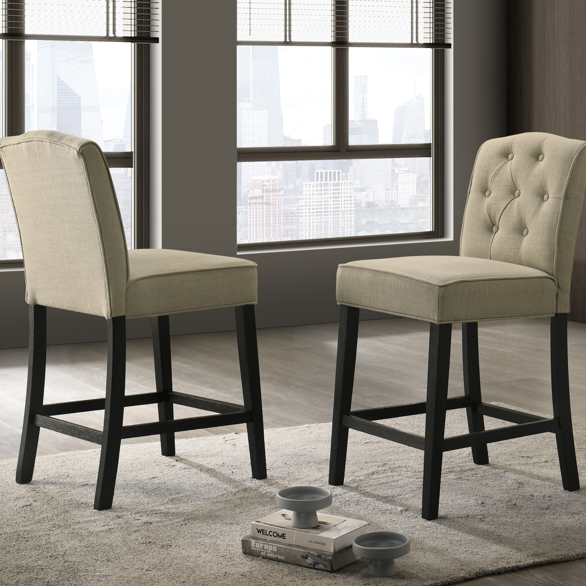 Red Barrel Studio Comfortable Set Of Two Fabric Chairs With Legs ...