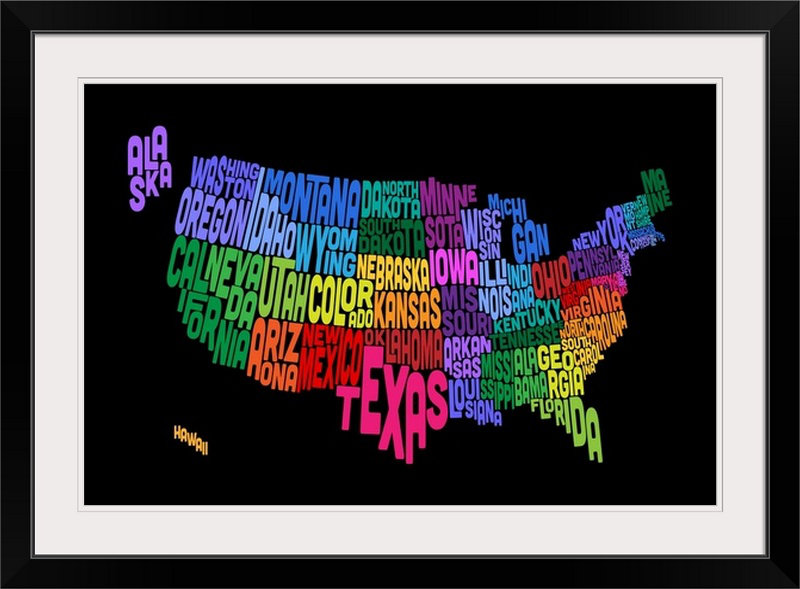 Ebern Designs Francy 'United States Typography Text Map' by Abarca ...